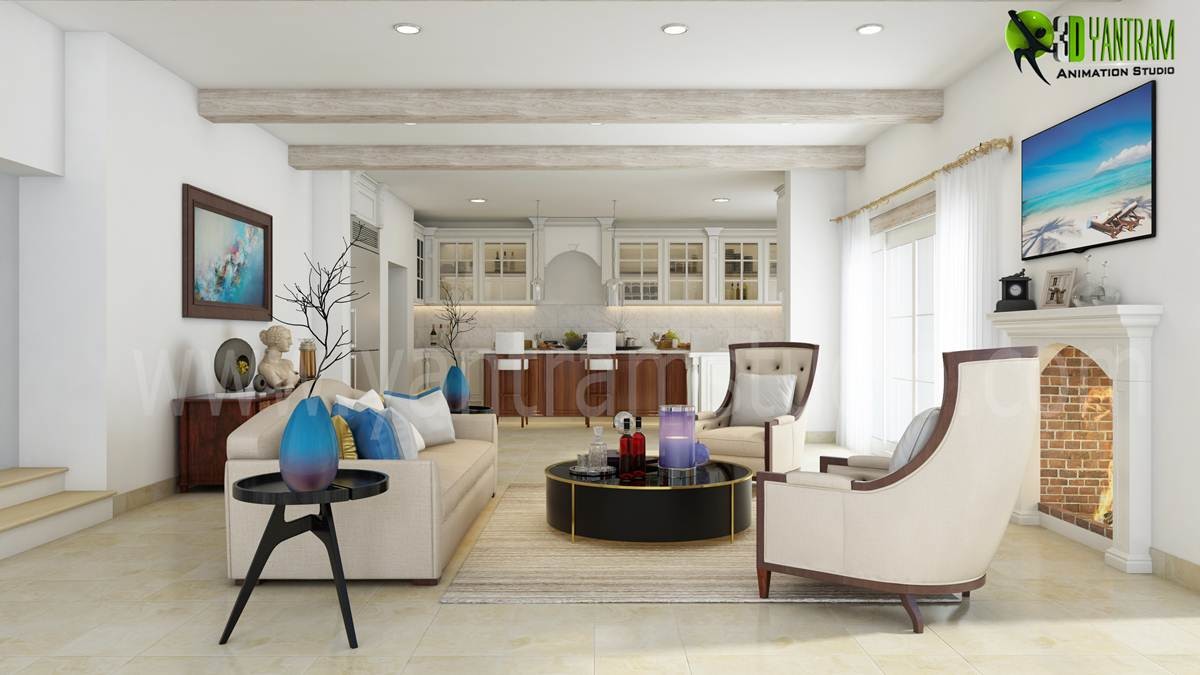 Yantram Architectural Design Studio - 3D Interior Living Kitchen Room ...