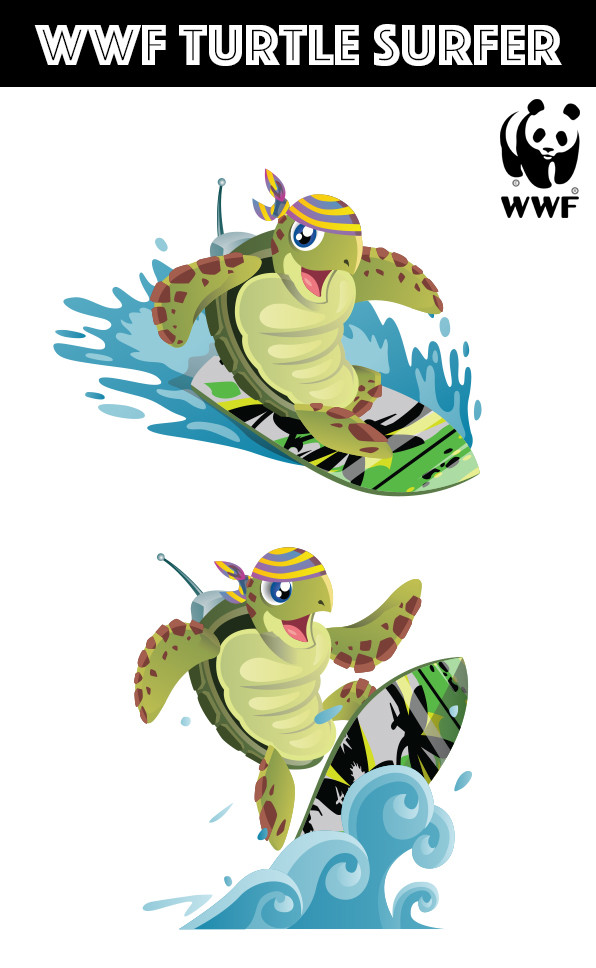 ArtStation - WWF Turtle Surfer Mascots