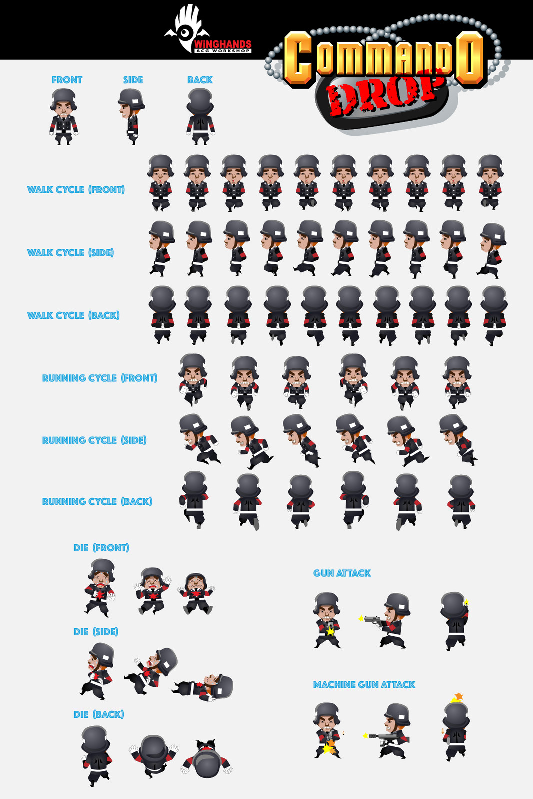 Tim Lai - Commando Drop Enemy Sprites