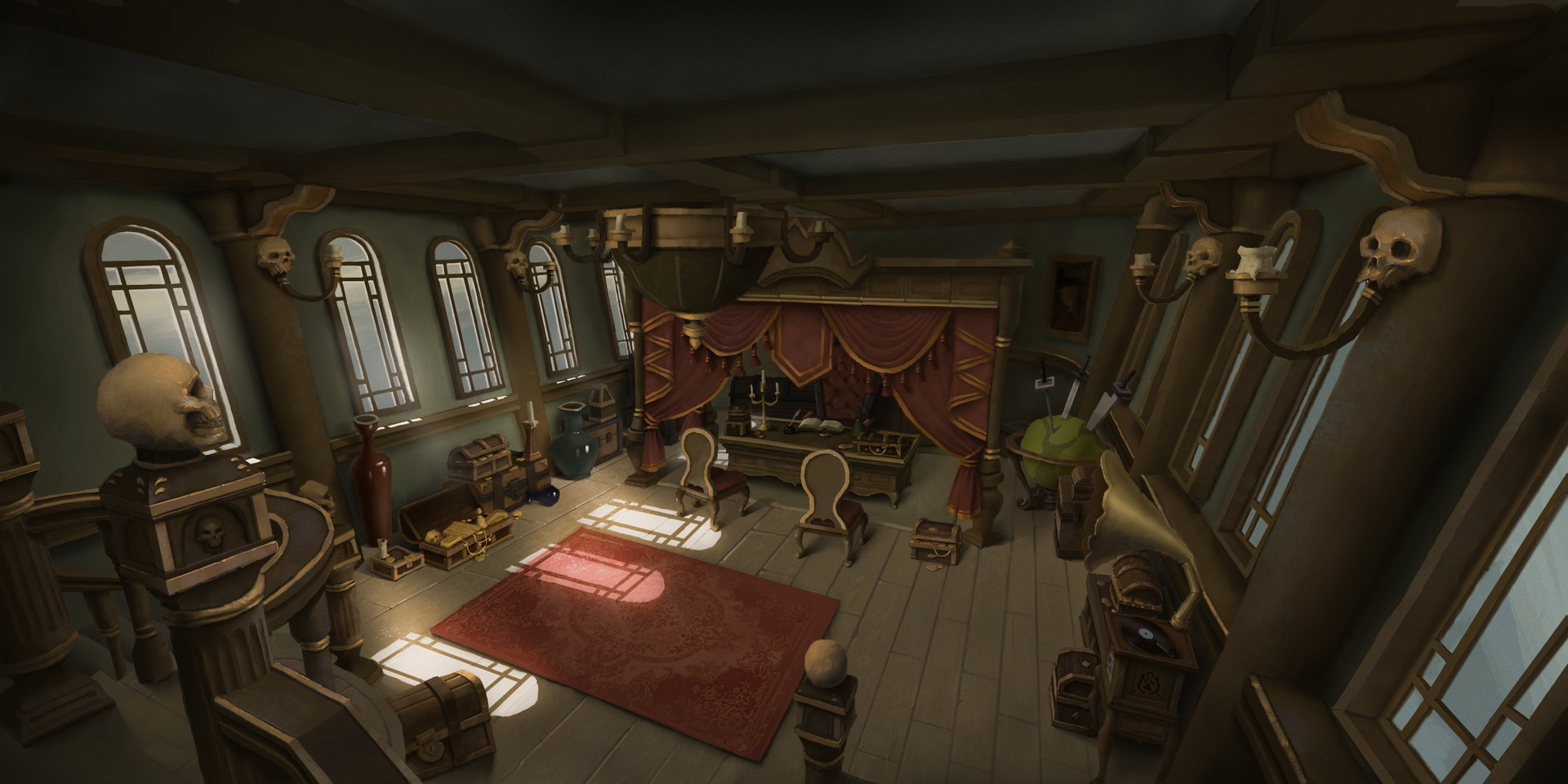 ArtStation - Pirate captain's room design