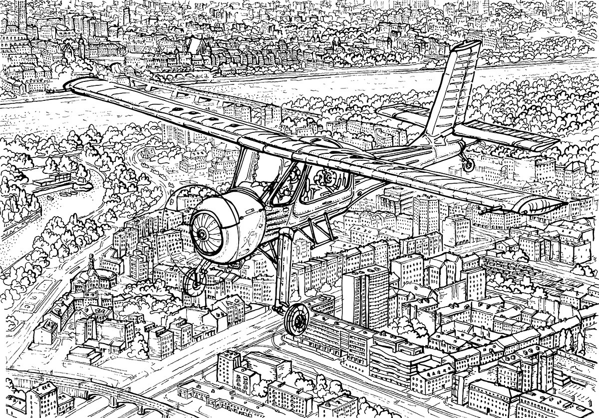 ArtStation - Plane over a City