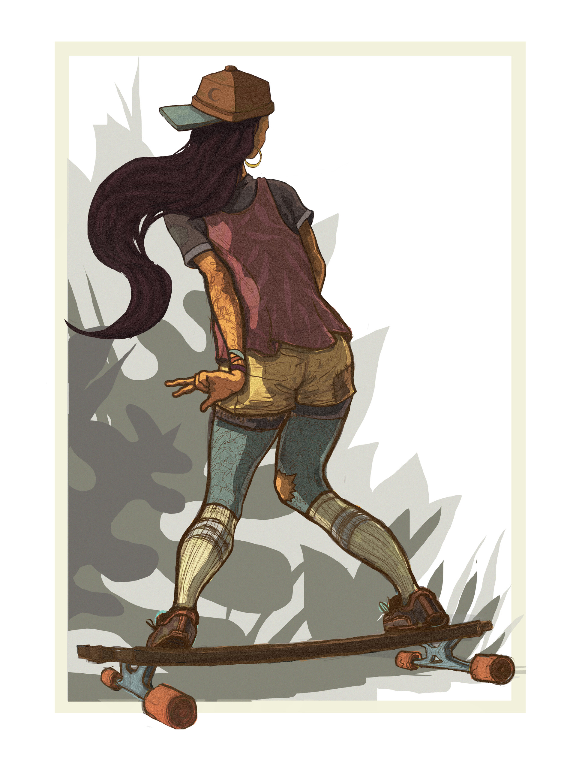 ArtStation - Longboarder girl