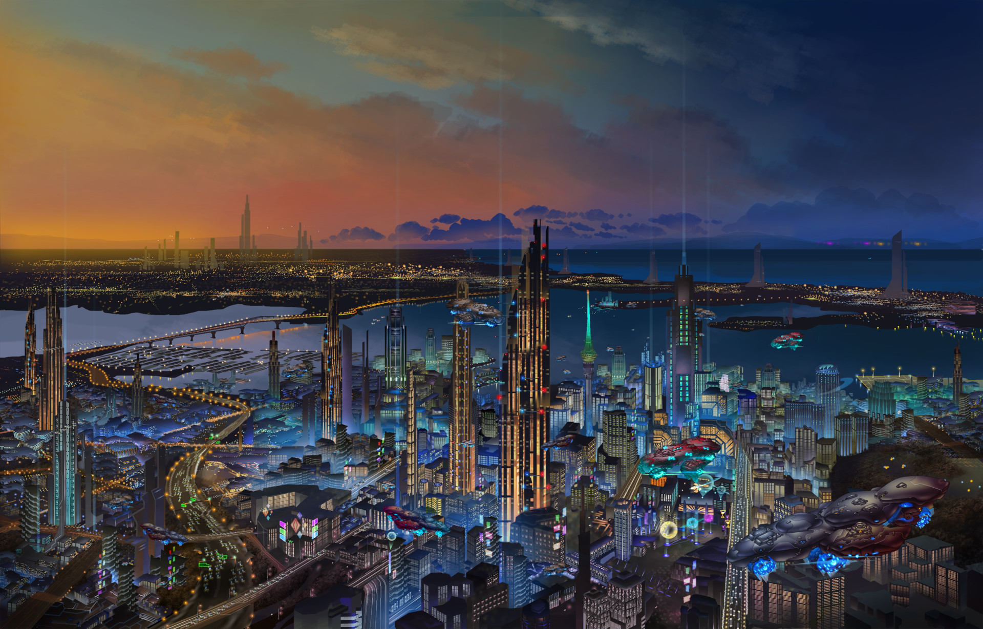 ArtStation - Futuristic City Scene_(AKLND_NZ)