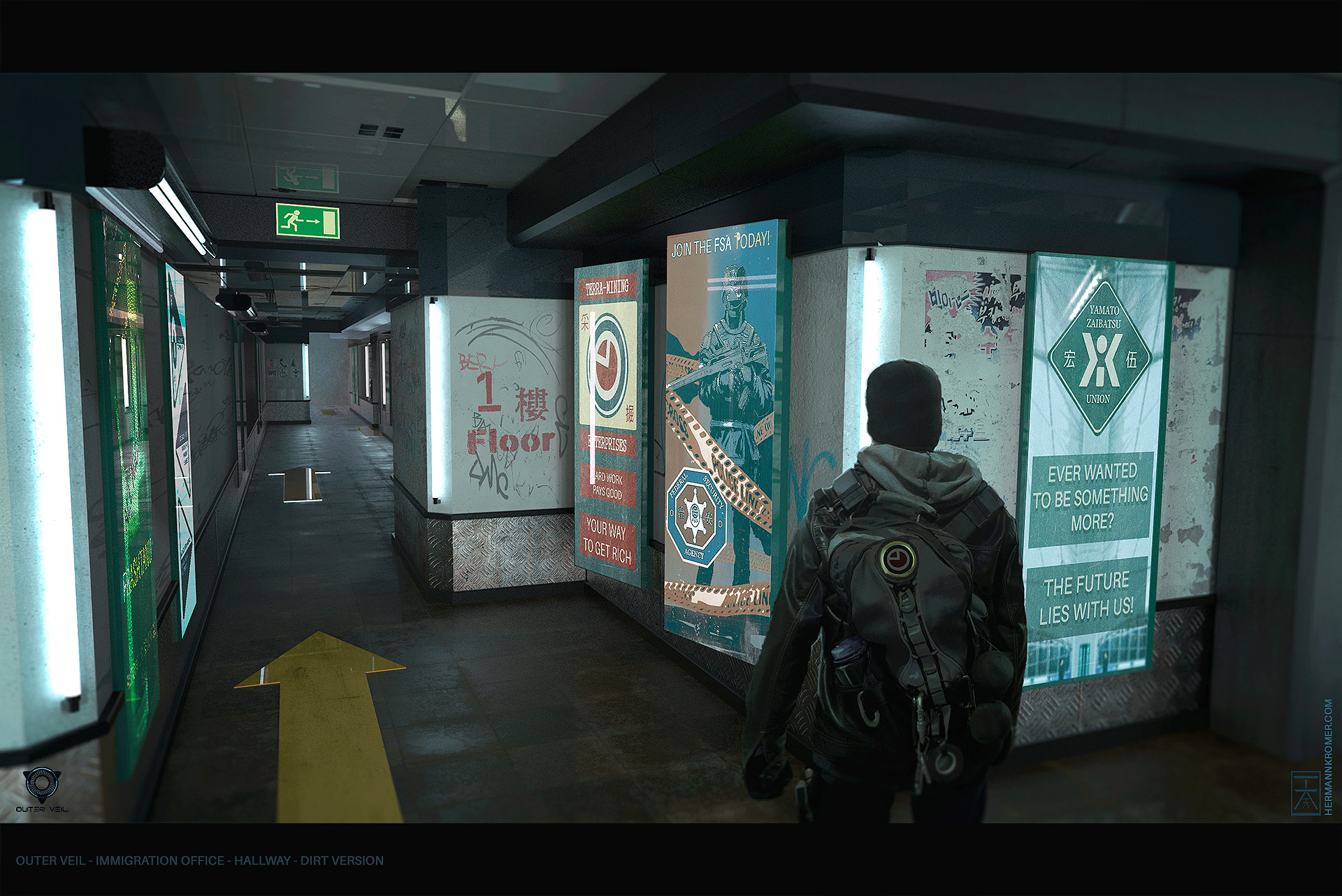 Dark Studios - Outer veil - hallway coloured dirty