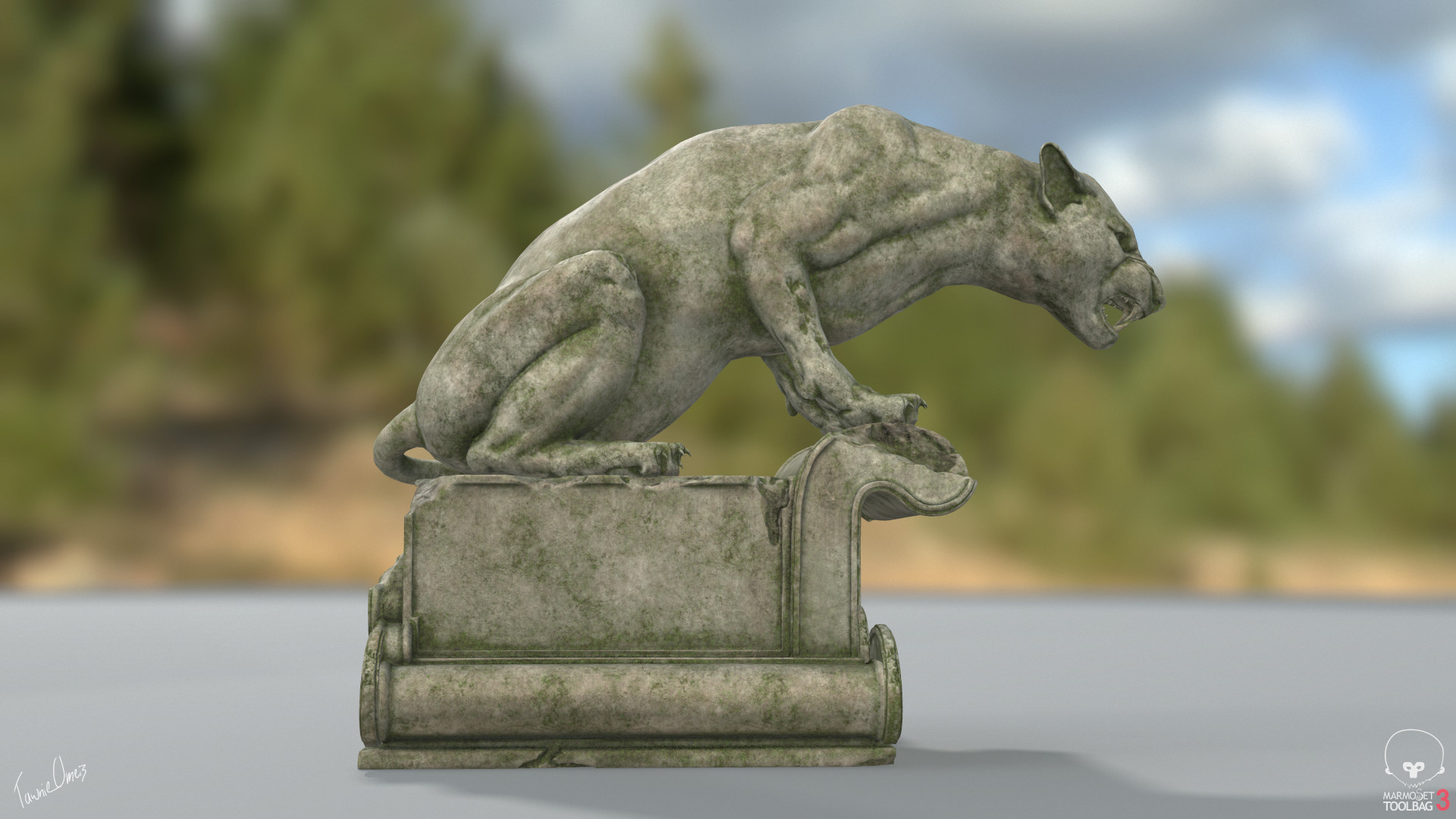 Tawnie Omeis - Weathered Lion Statue