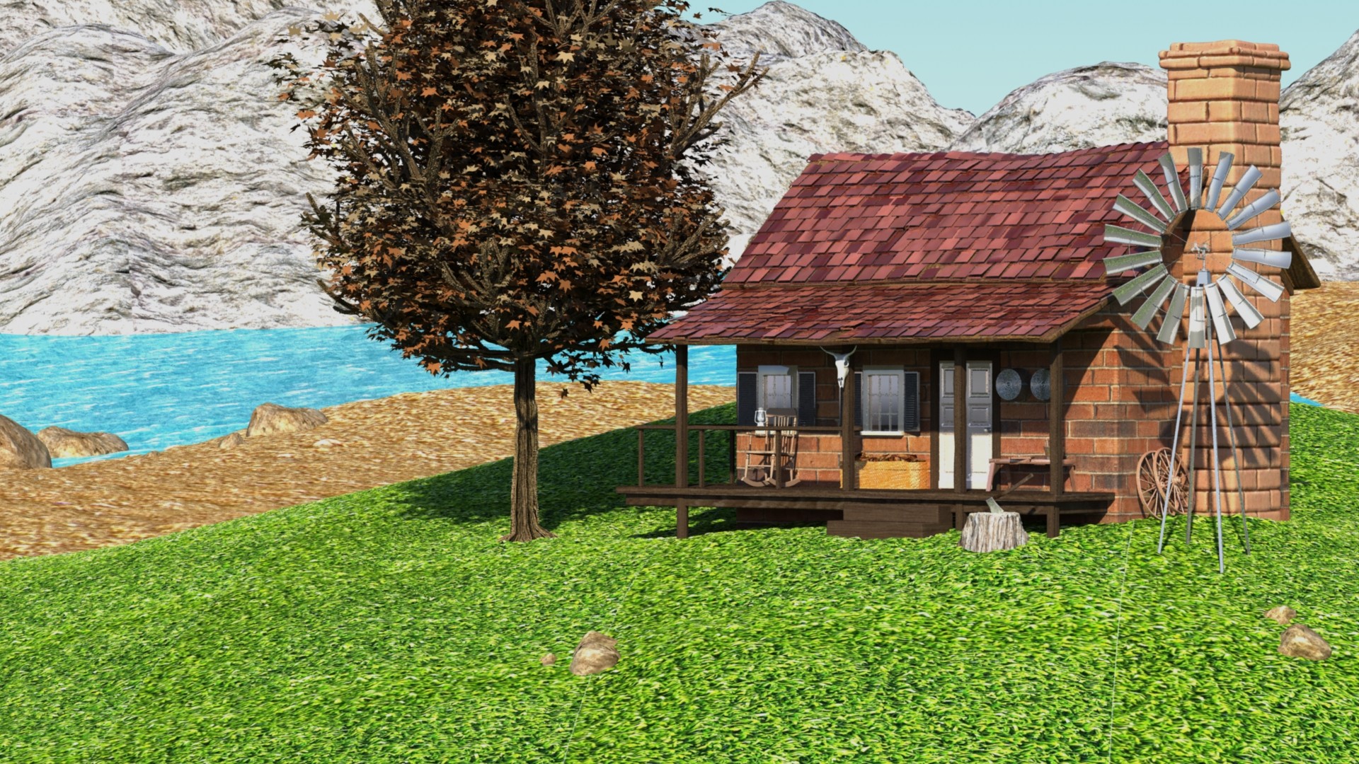 ArtStation - Texturizado y render de una casa de dia y noche