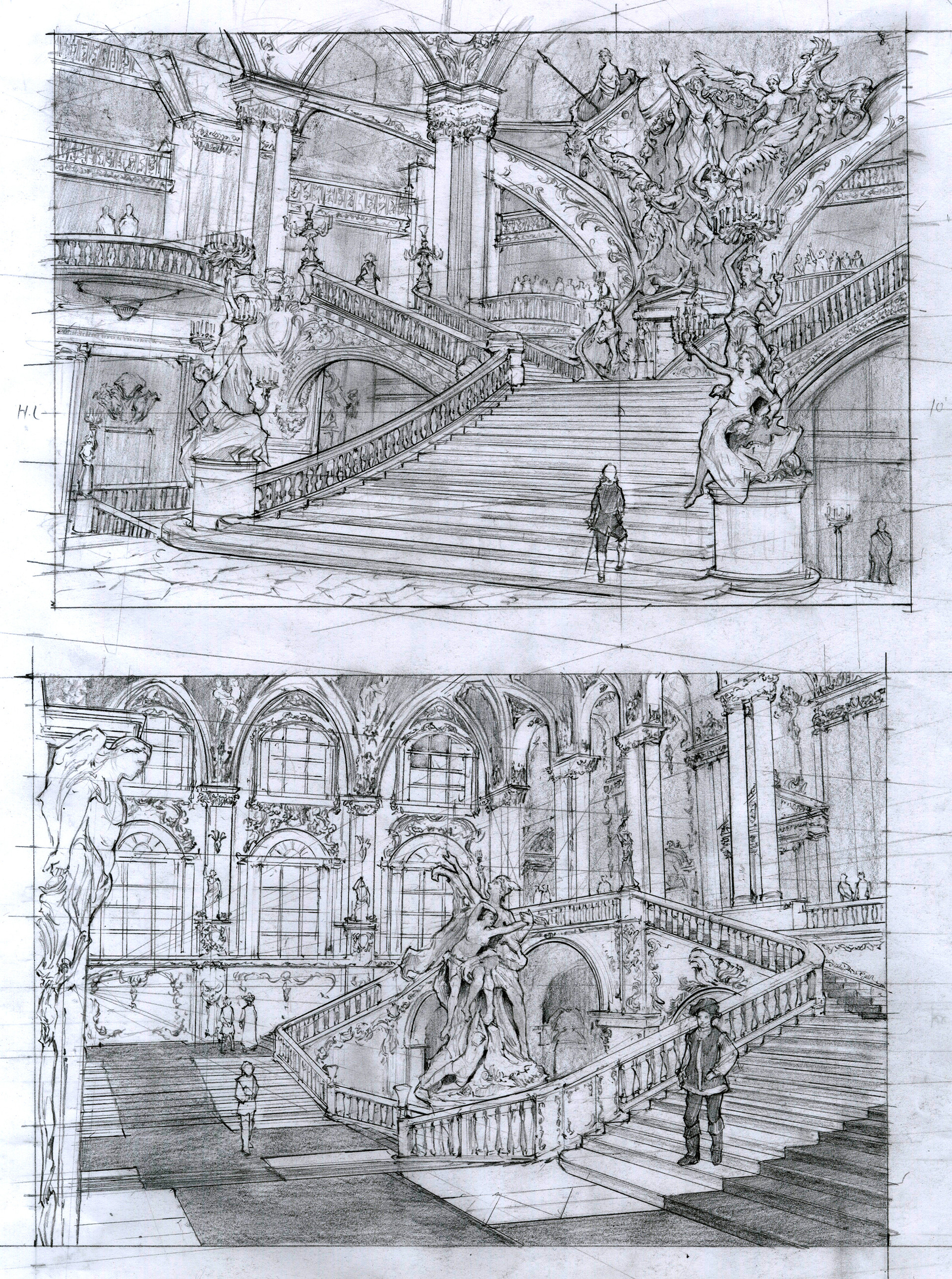 rococo architecture sketch