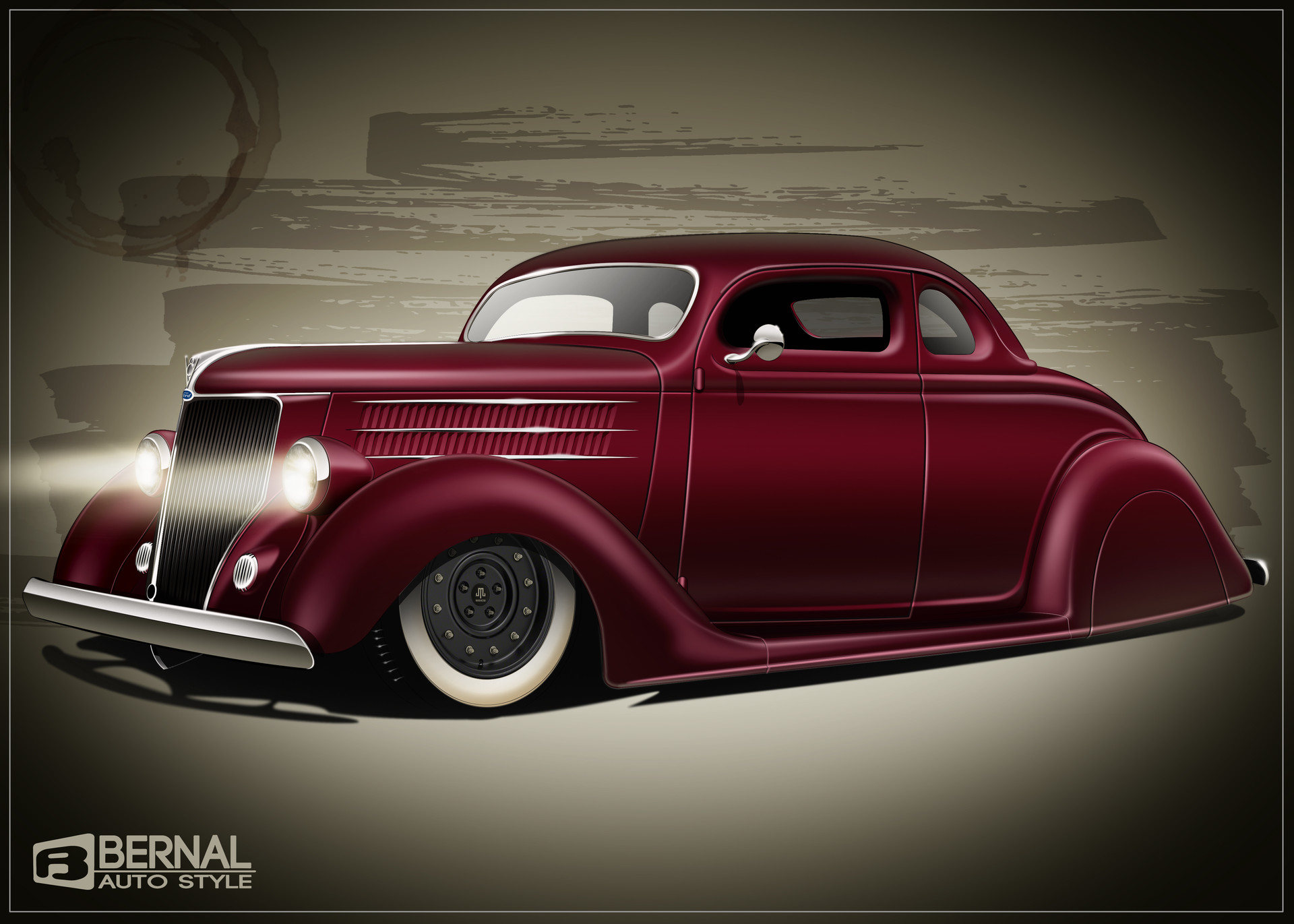 ArtStation - 36 Ford Matte Wine Custom