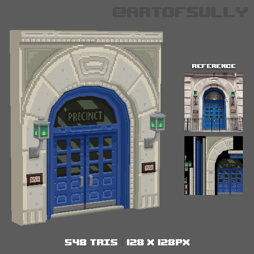 ArtStation - 3D Pixel-Art Police Station Doors (Commission)