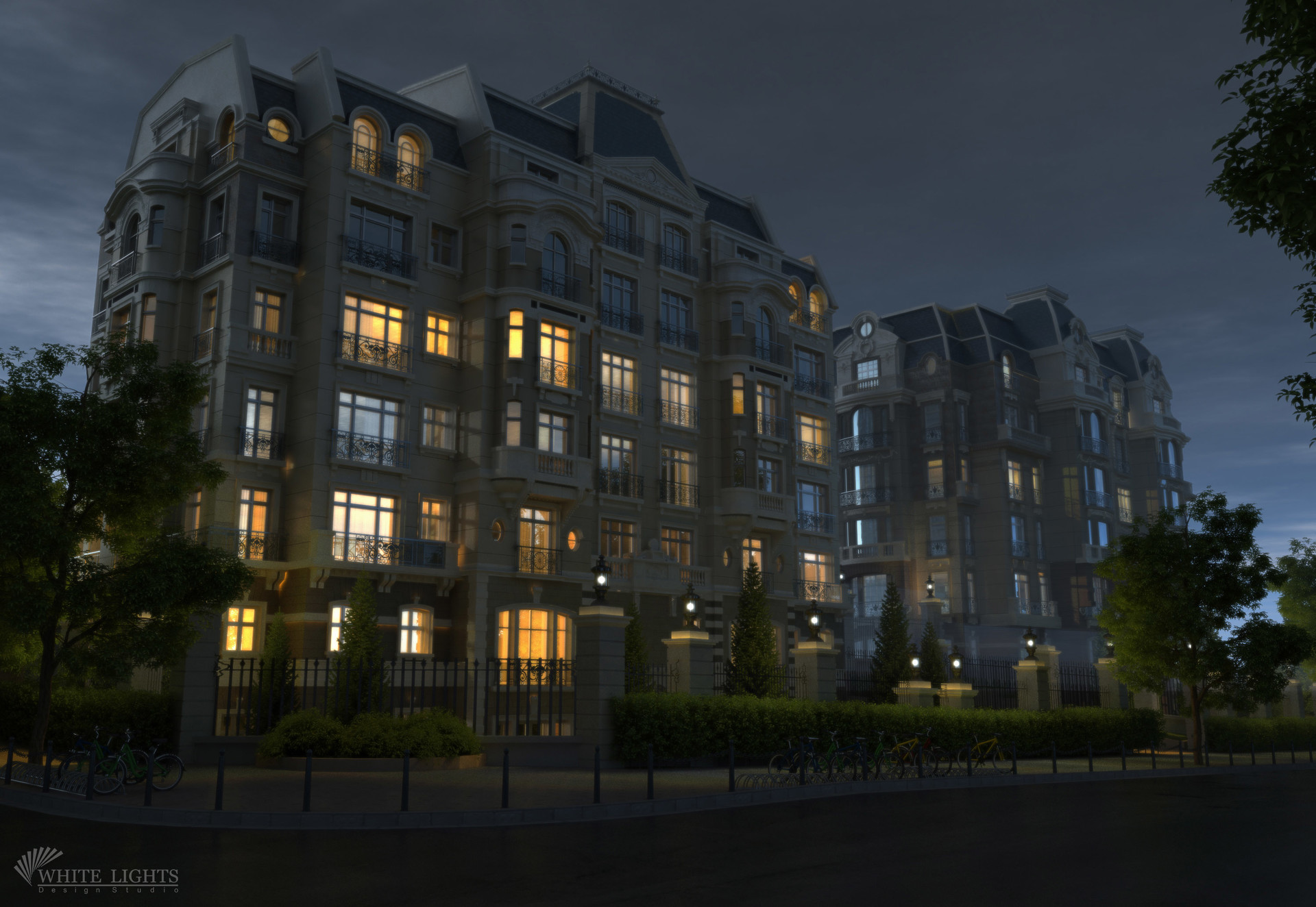 ArtStation - 3D Building Night View renders