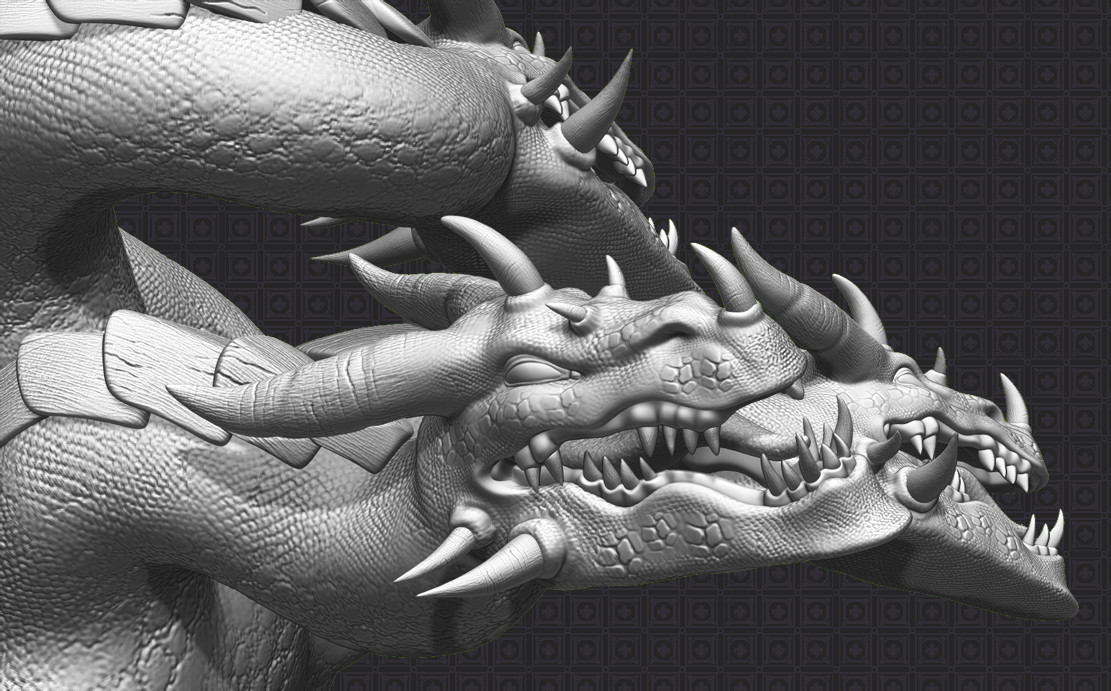 ArtStation - 5 Multi headed Dragon 3D Art Piece