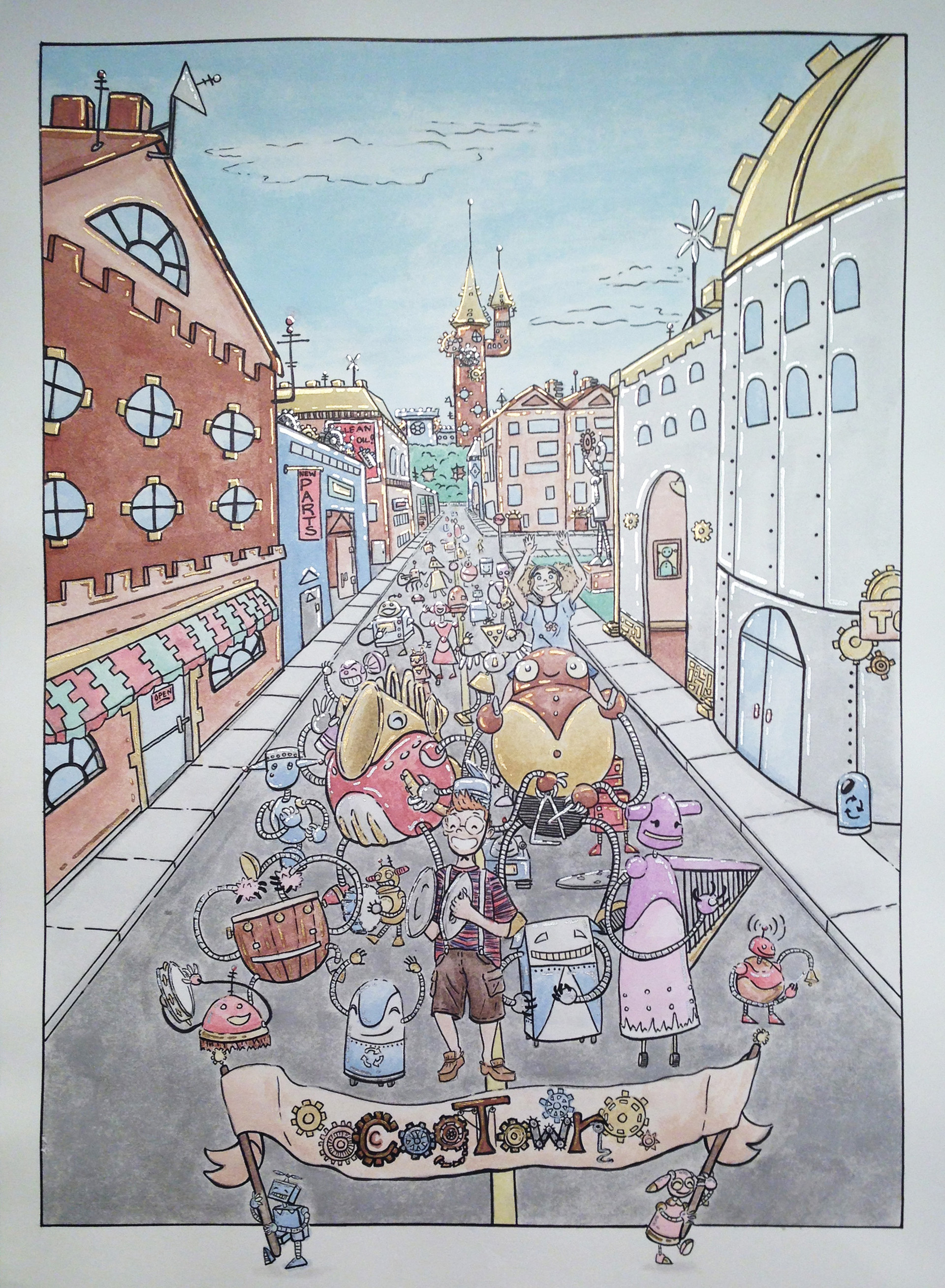 ArtStation - "Cog Town - Title Page Concept"