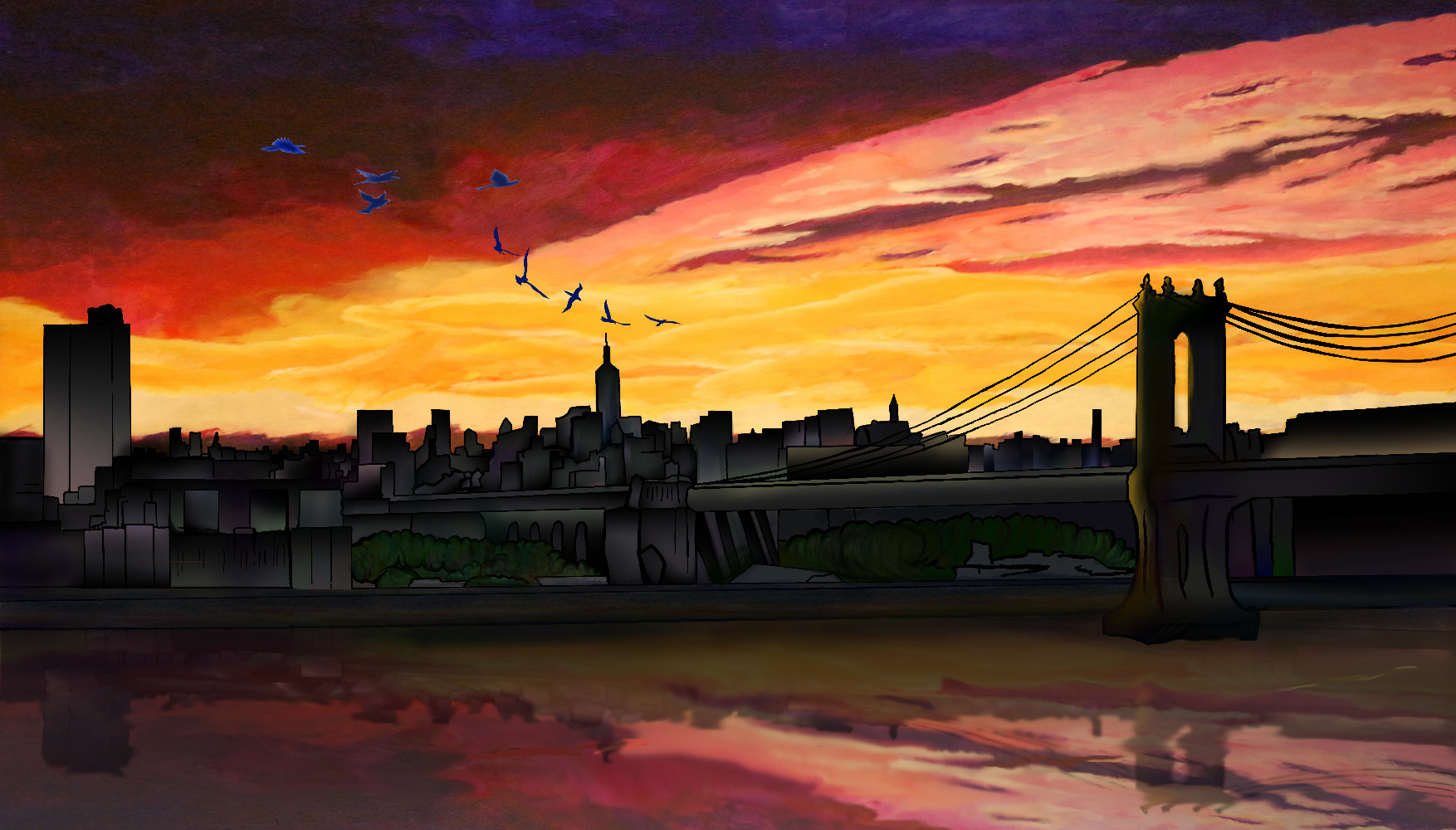 ArtStation - City sunset