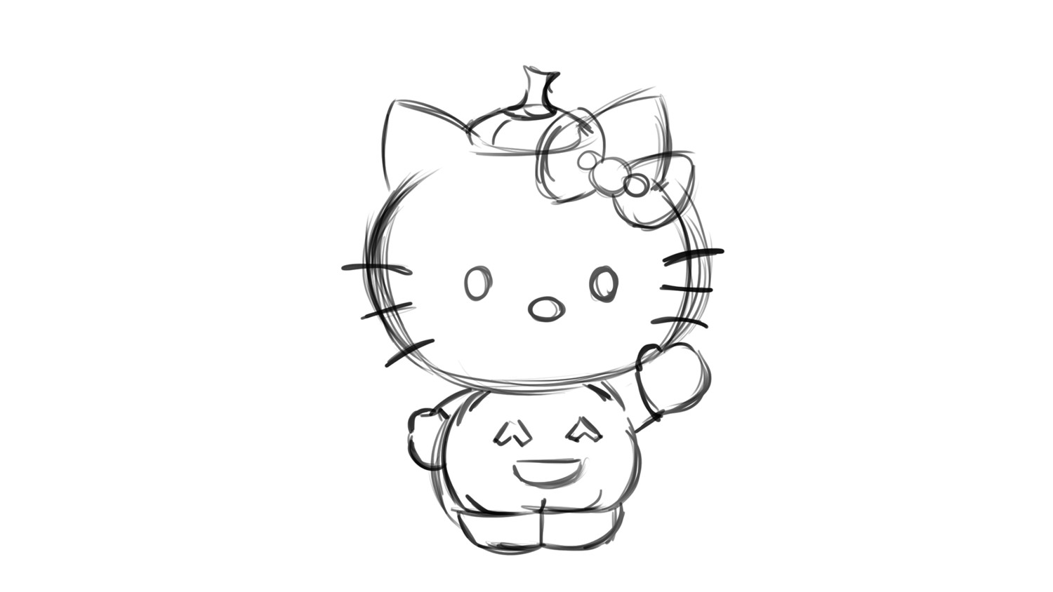 how to draw hello kitty step by step with pencil