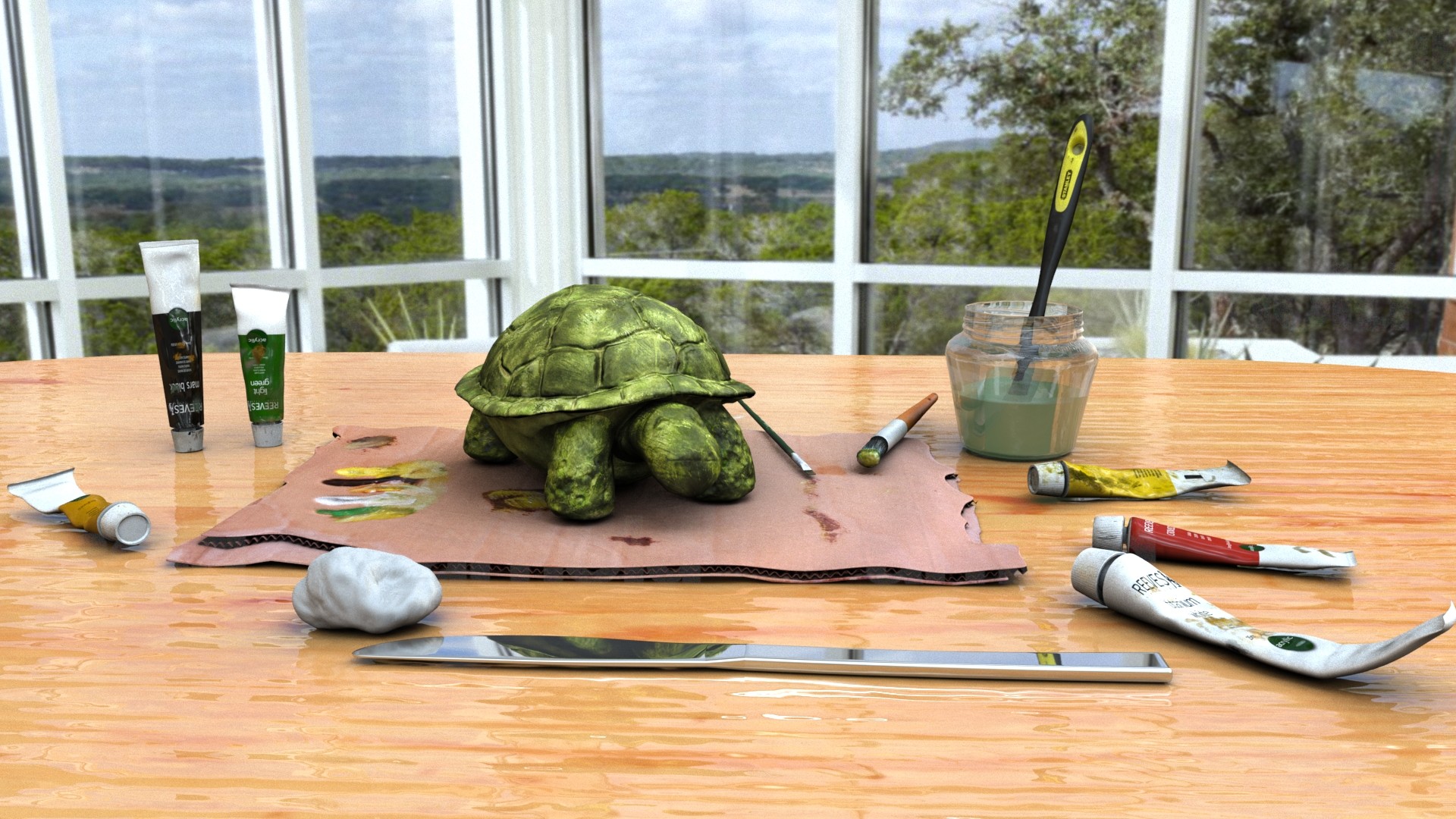 ArtStation - 3D Arnold render of a clay sculpted tortoise