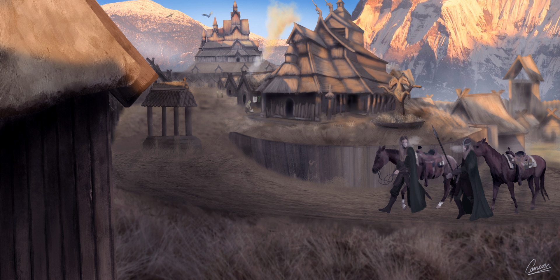 ArtStation - Foreyule dawn at Edoras