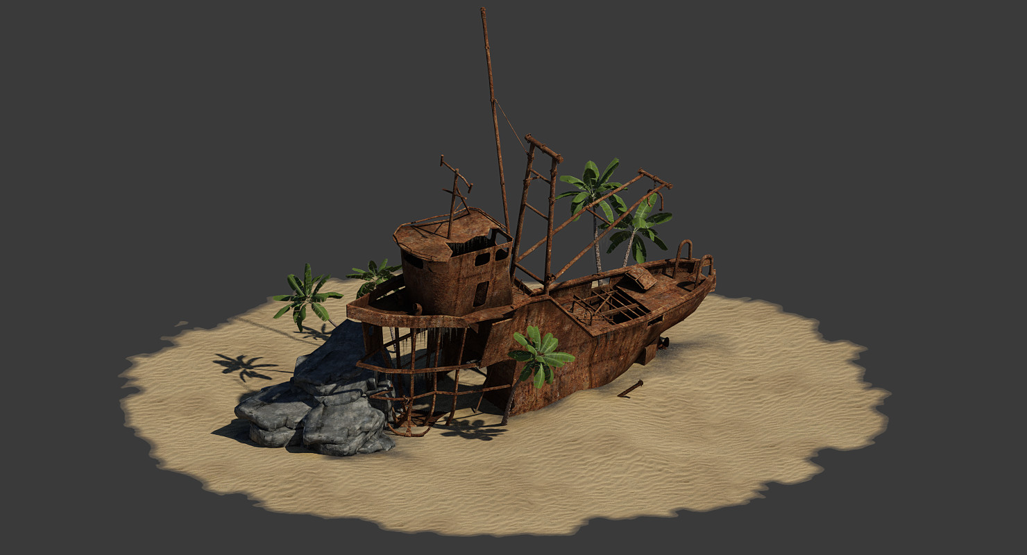 ArtStation - Shipwrecked Boat