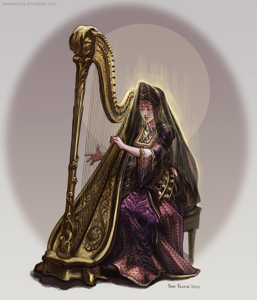 ArtStation - Lucia Plays the Harp