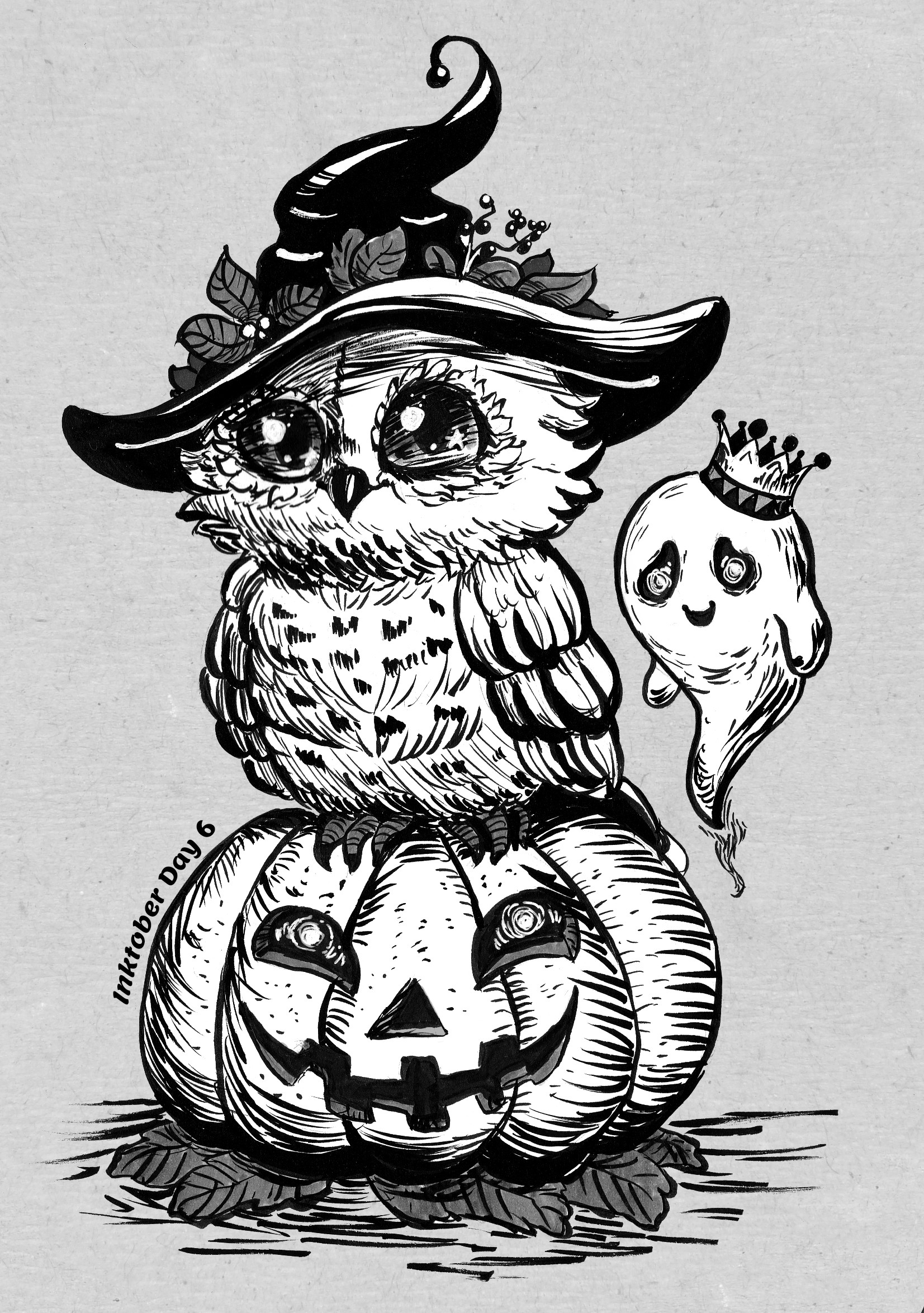 ArtStation - Magic Owl and Her Friend - Inktober 2017 Day 6