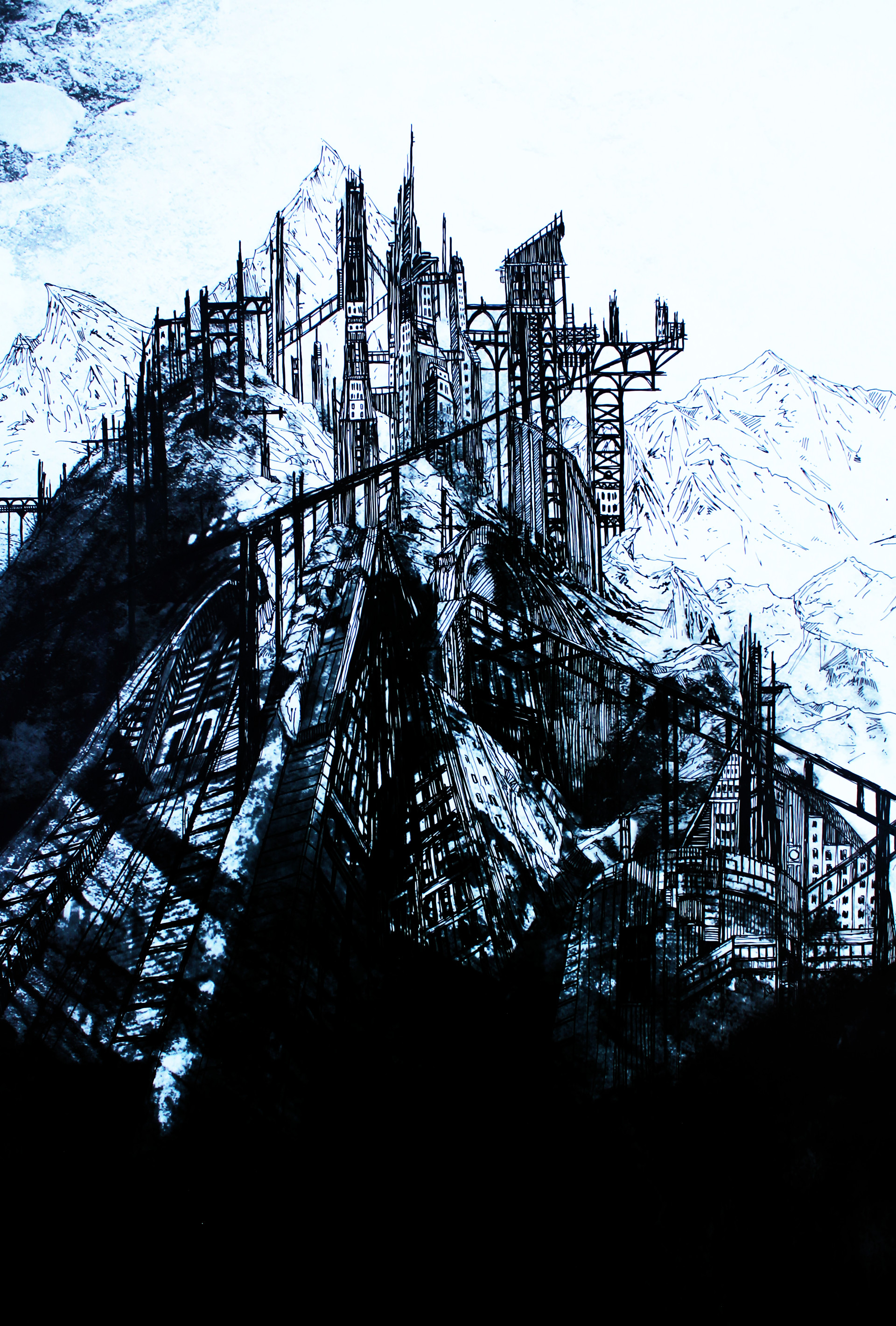 ArtStation - Mountain Fortress - industrial concept art