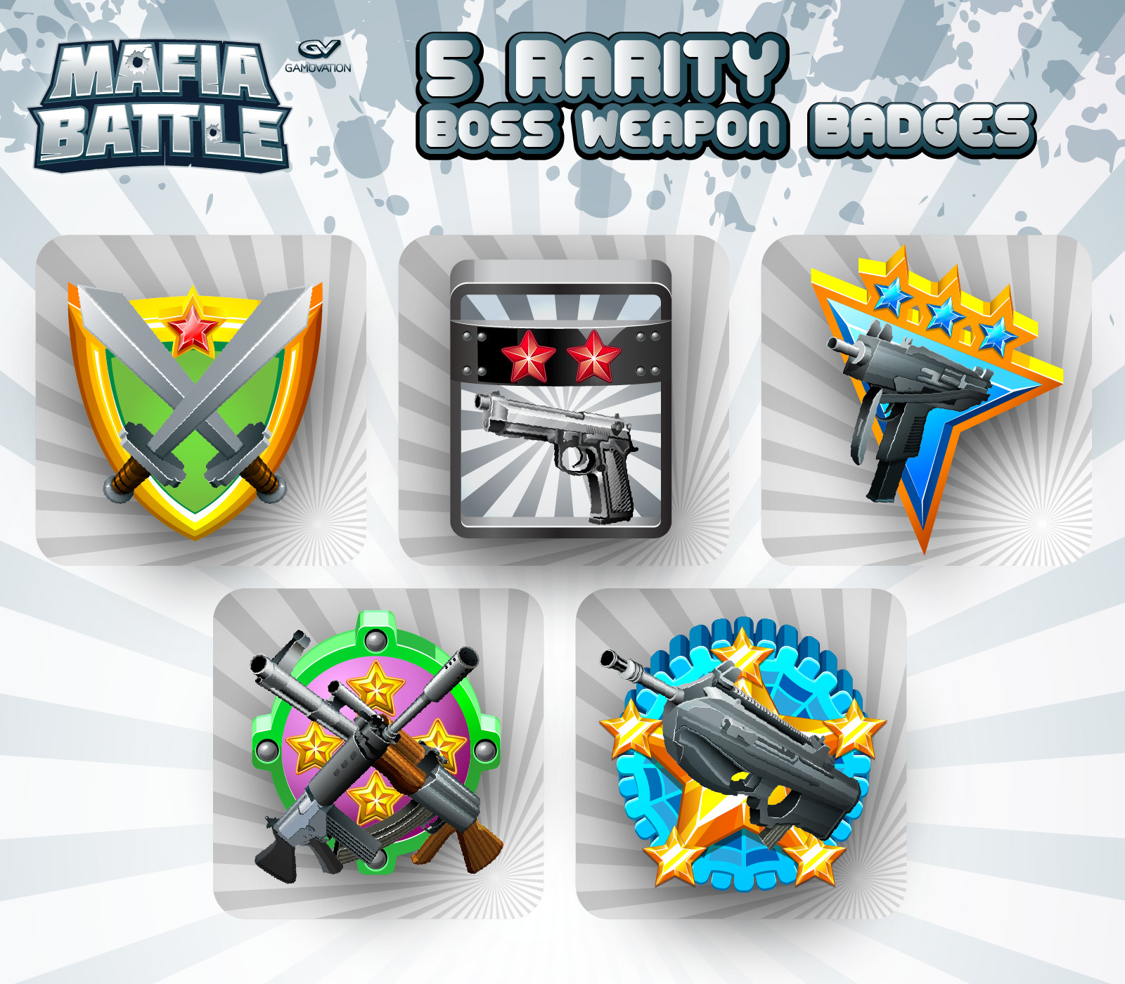 ArtStation - MAFIA BATTLE - 5 Rarity Boss Weapons Badges