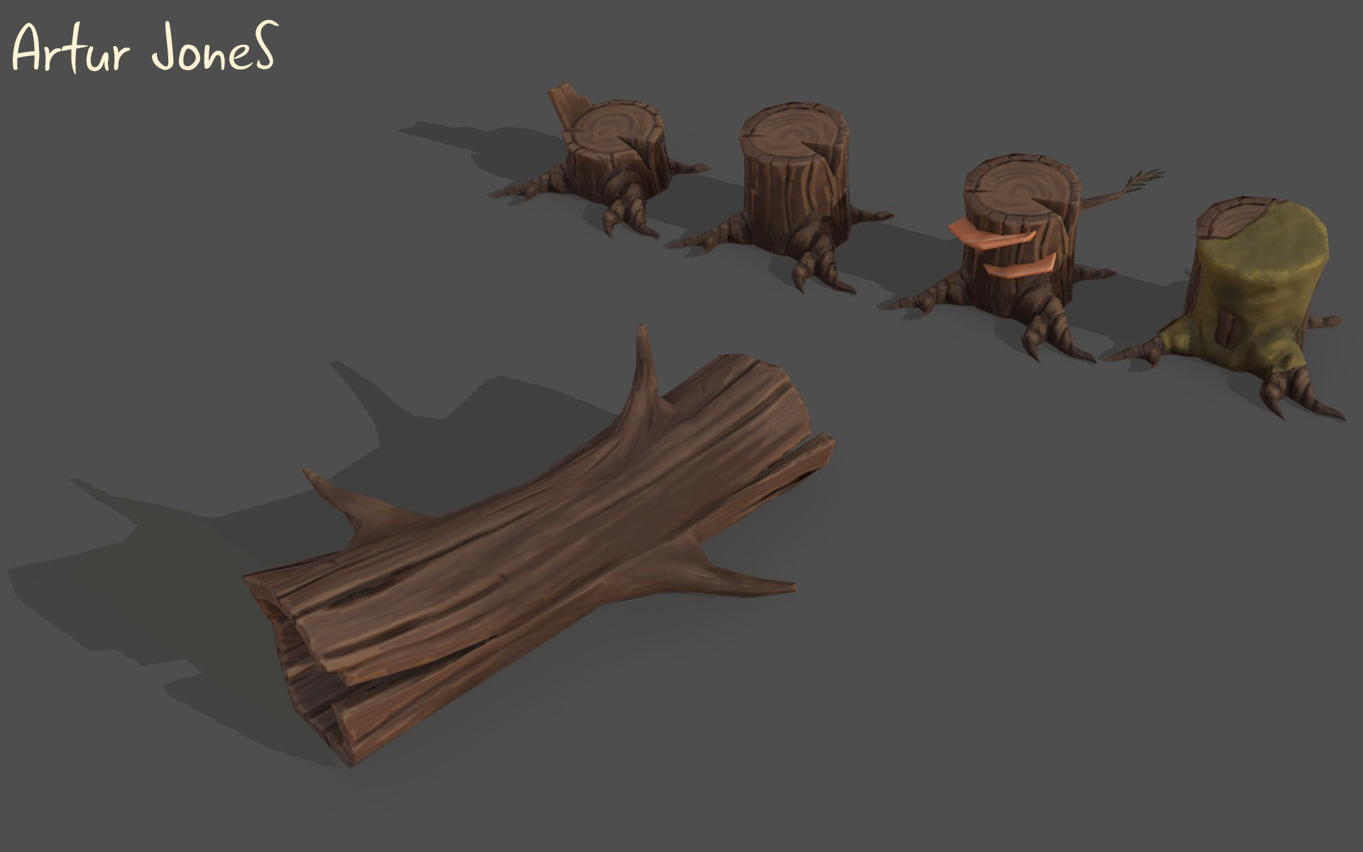 ArtStation - Stylized Stump Set