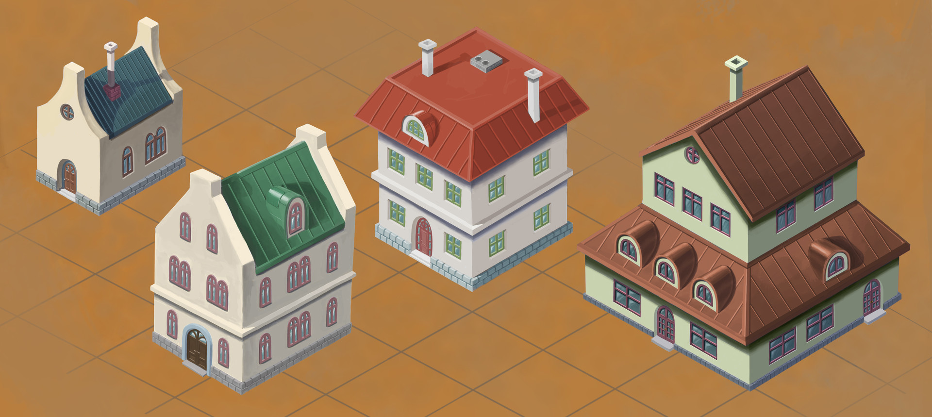 ArtStation - Isometric cartoon houses
