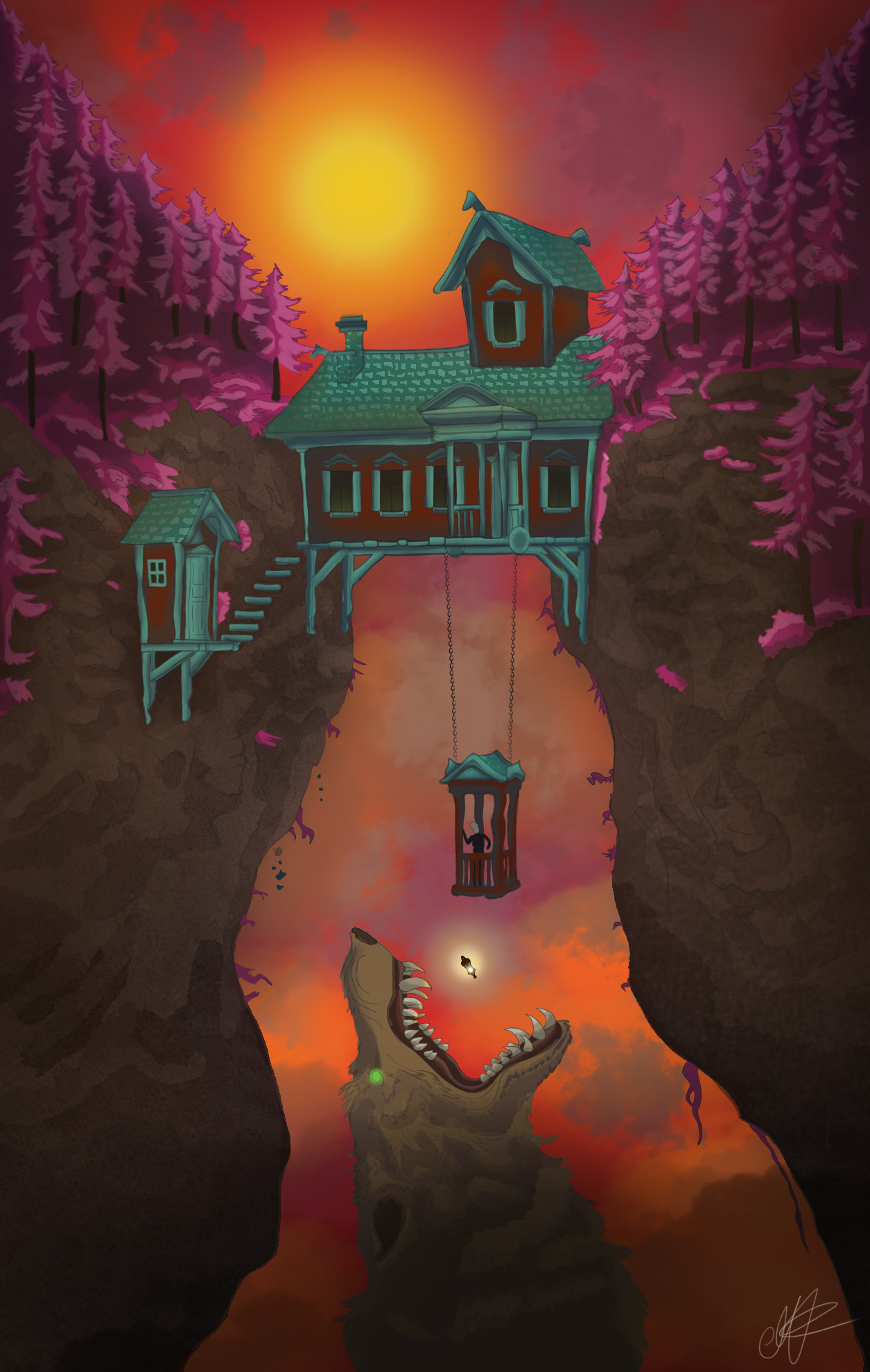 ArtStation - Haunted House at Sunset and Night