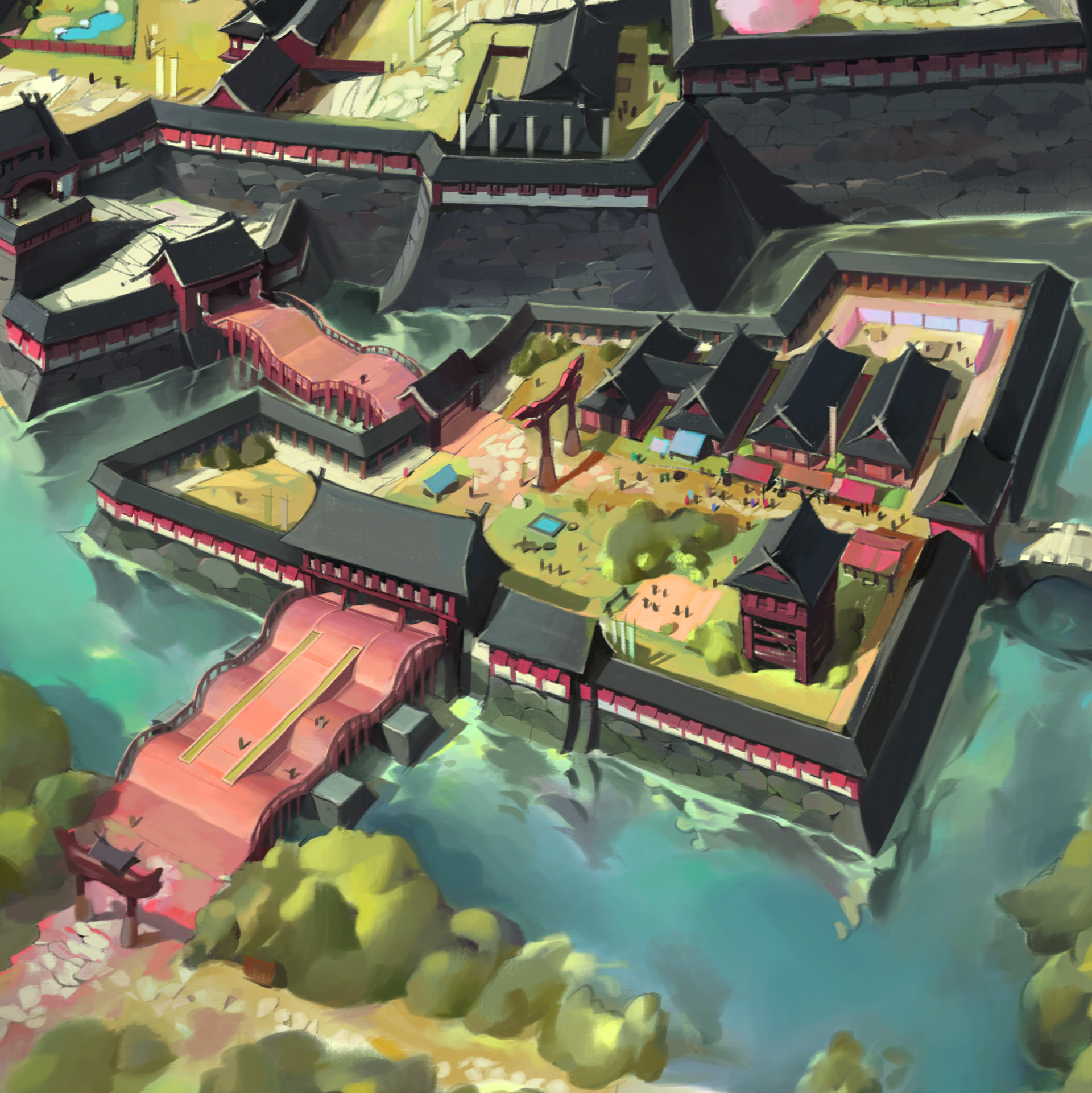 Chaehyeon Ra - Japanese castle concept art.