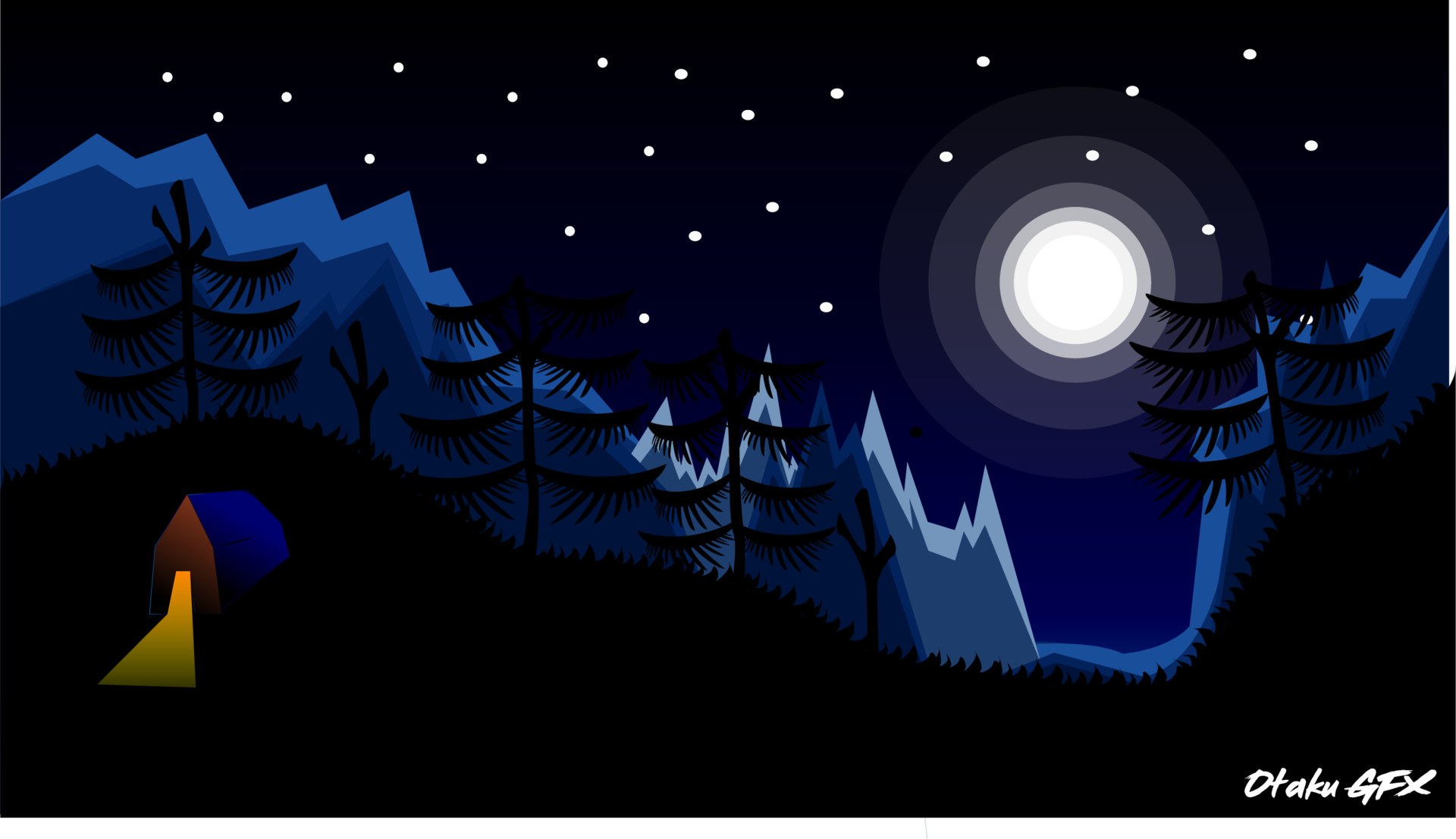 ArtStation - Mountain, in the night!