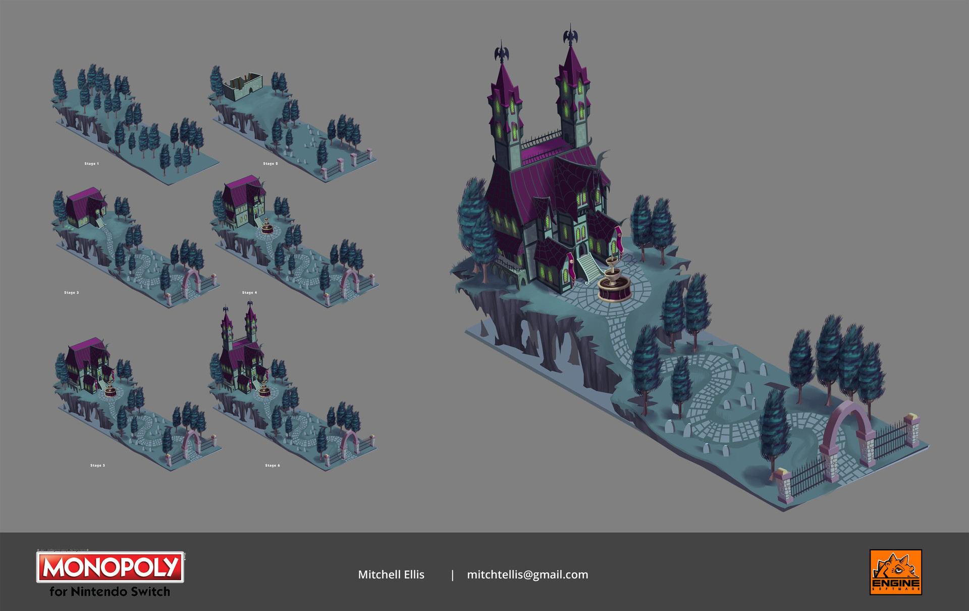 ArtStation - Monopoly Switch - Halloween board Building Concept Vampire ...