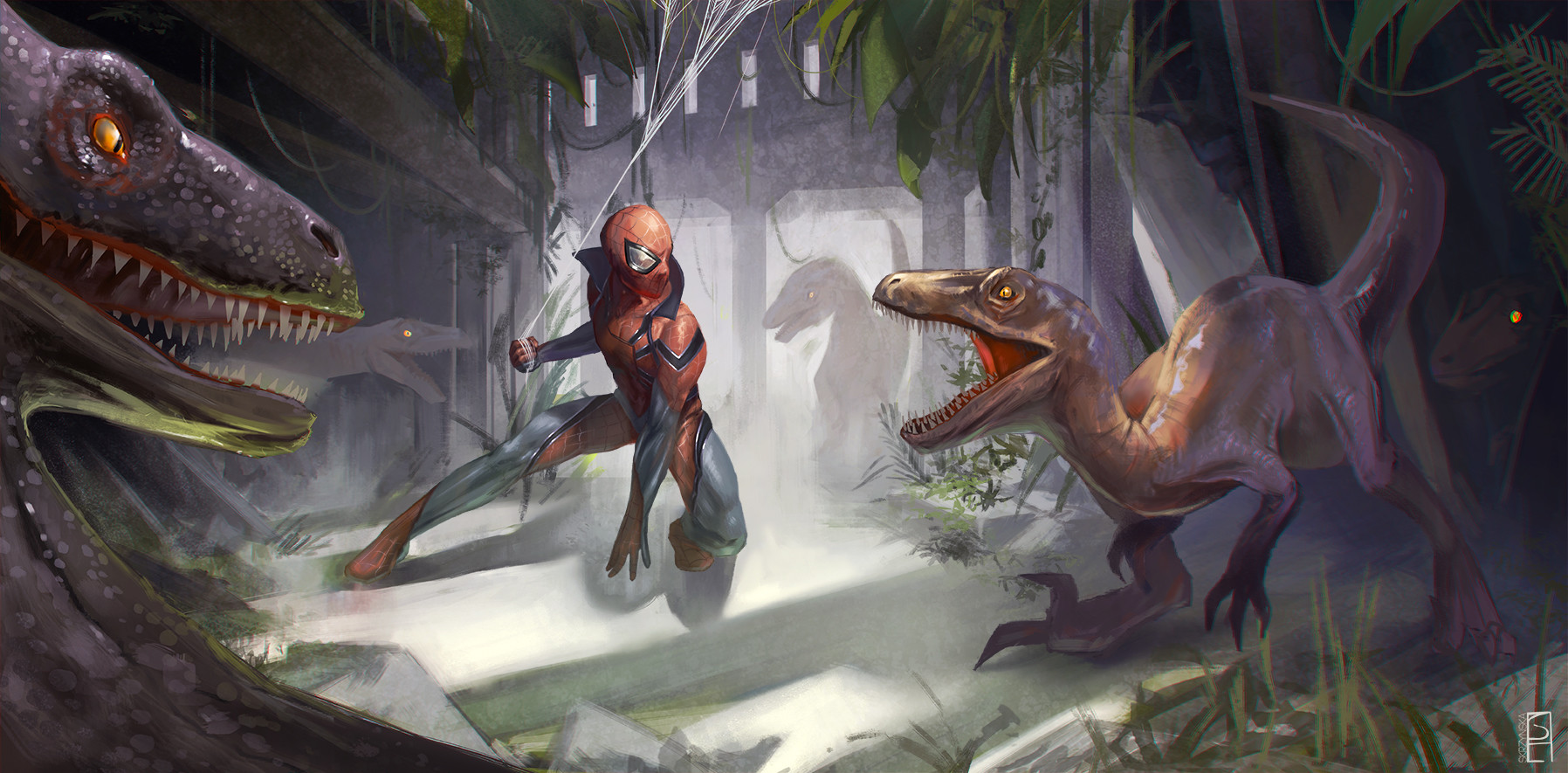 ArtStation - Spidey vs. Raptors