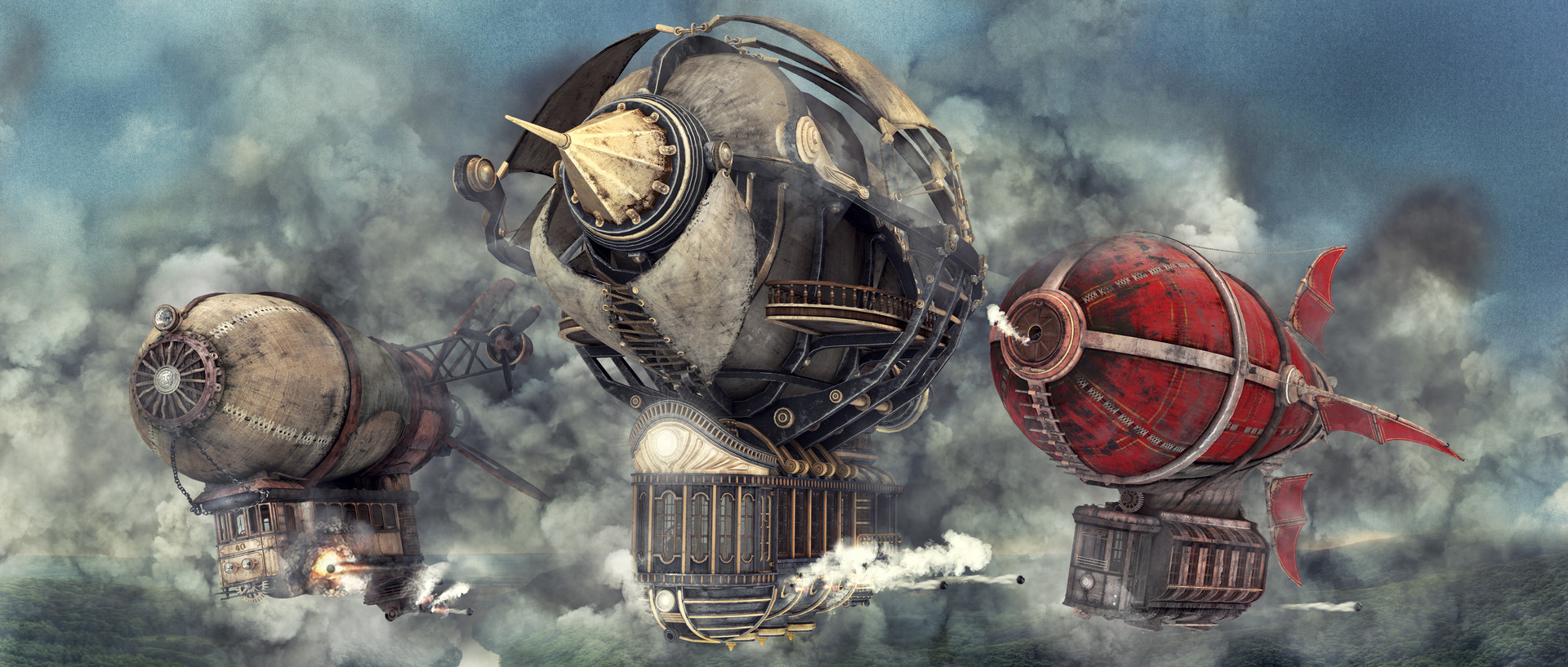 Steampunk Airship Battle