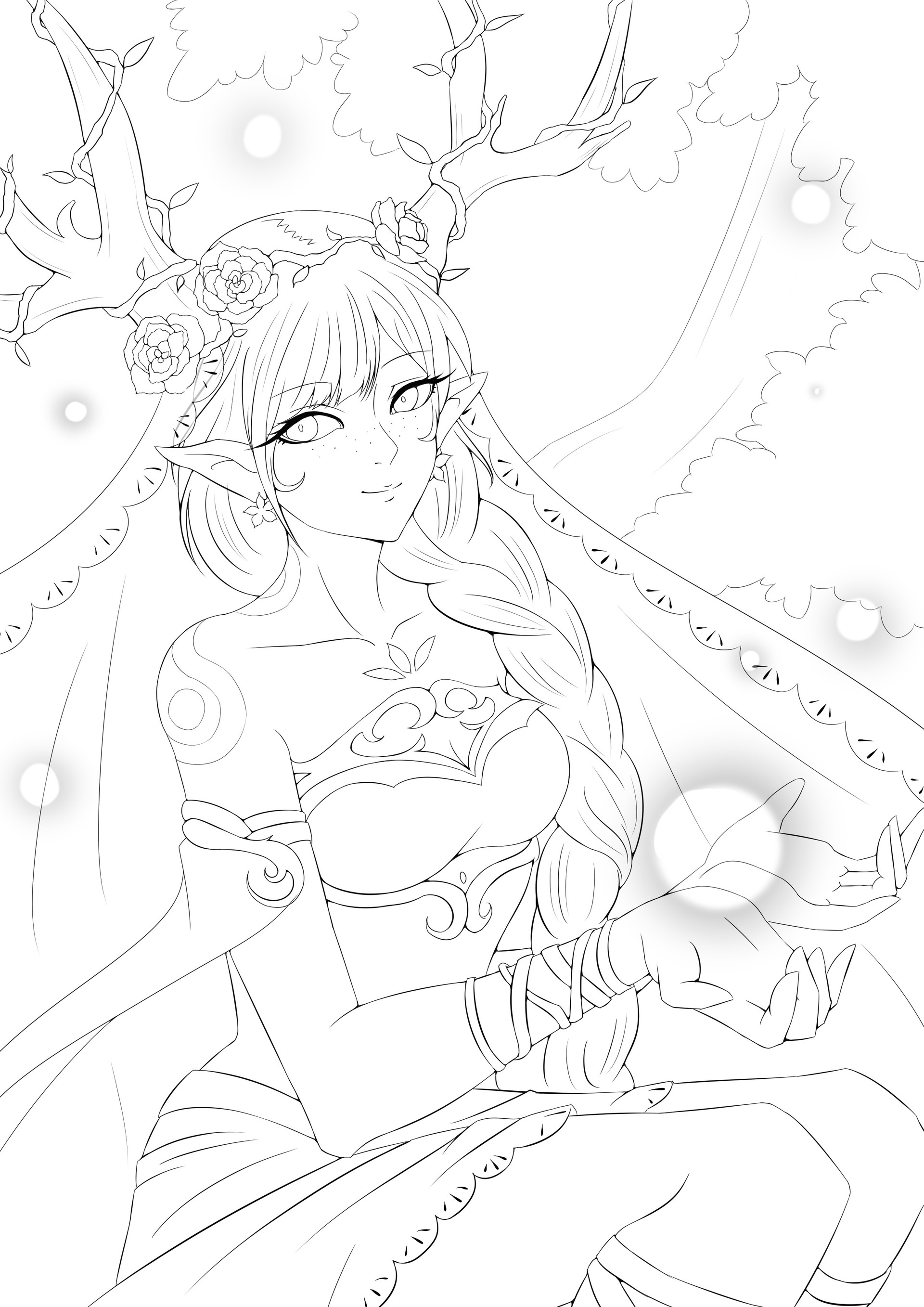 anime elf girl coloring pages