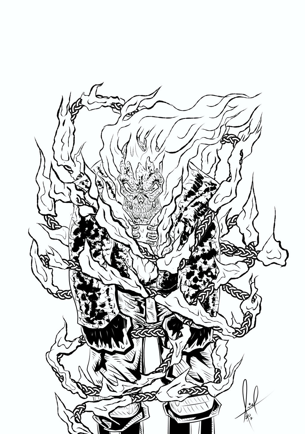 how to draw fire ghost