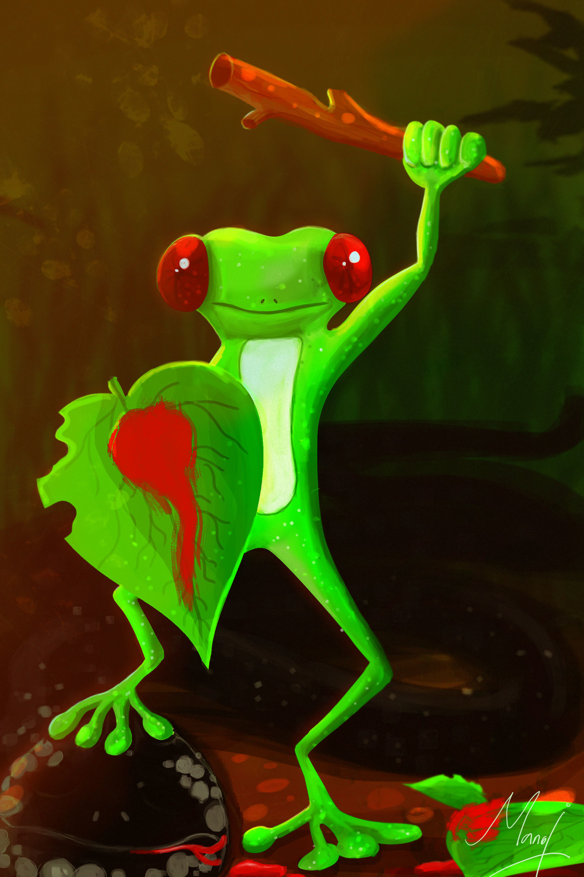 ArtStation - Battle (snake vs frog)