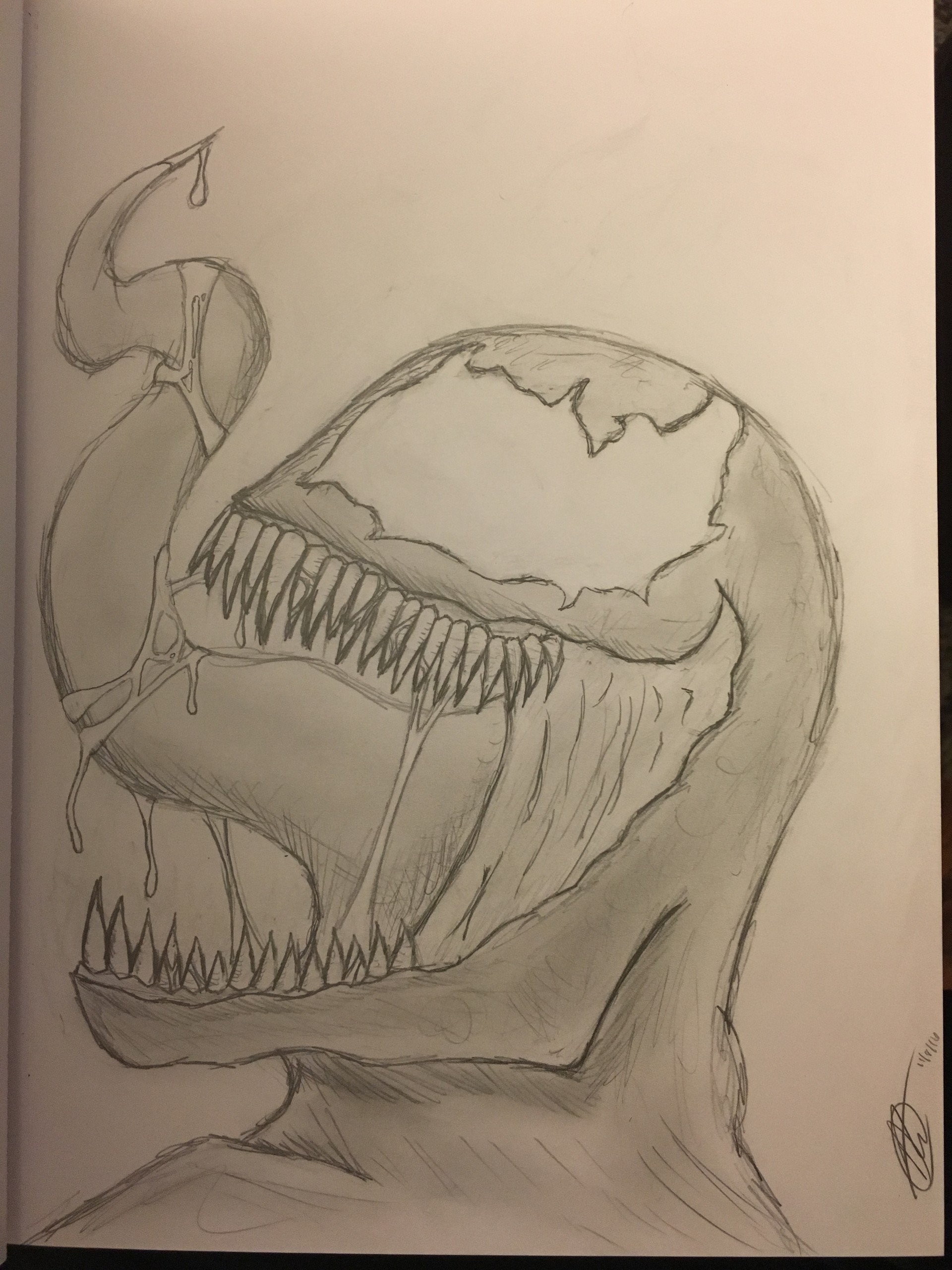 venom side face drawing