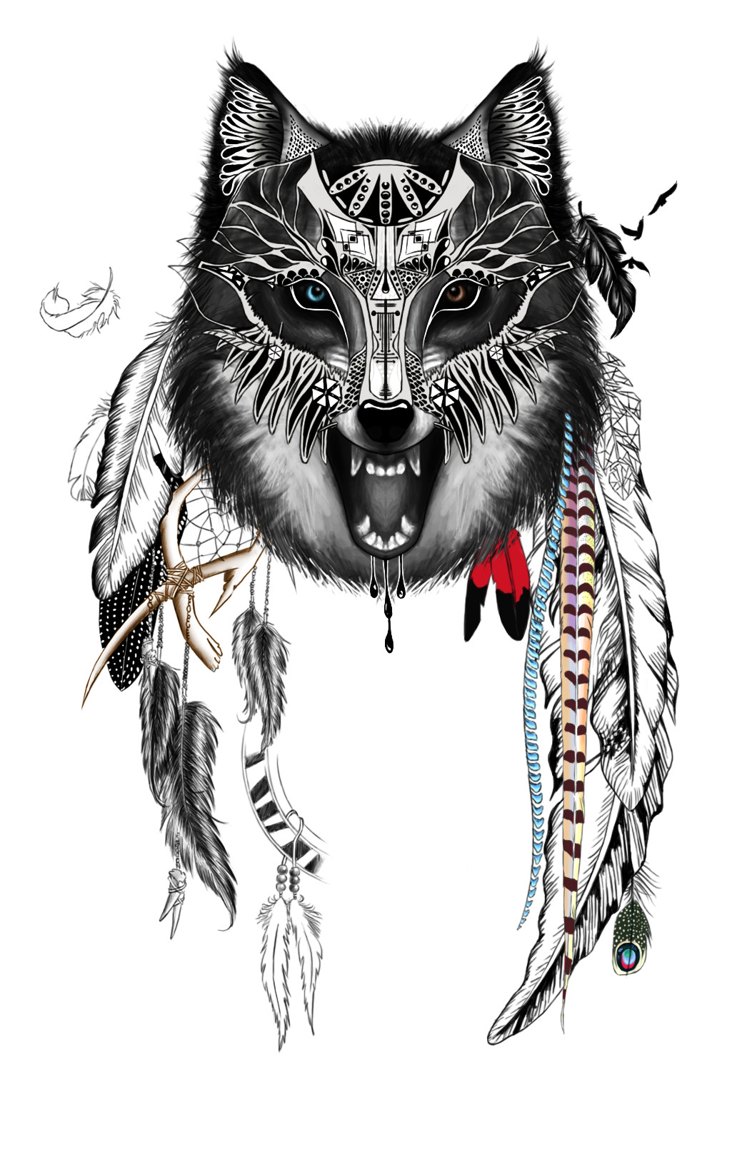 ArtStation - Tribal wolf, ･ Cath