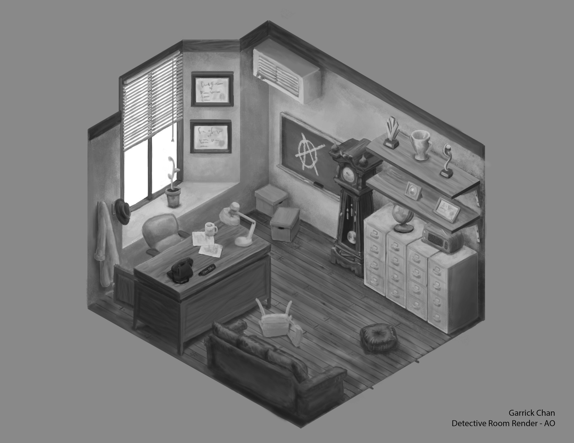 ArtStation - Isometric Detective Room