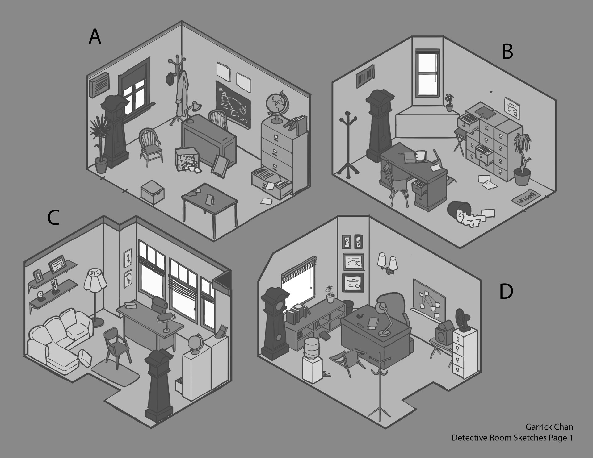 Garrick Chan - Isometric Detective Room
