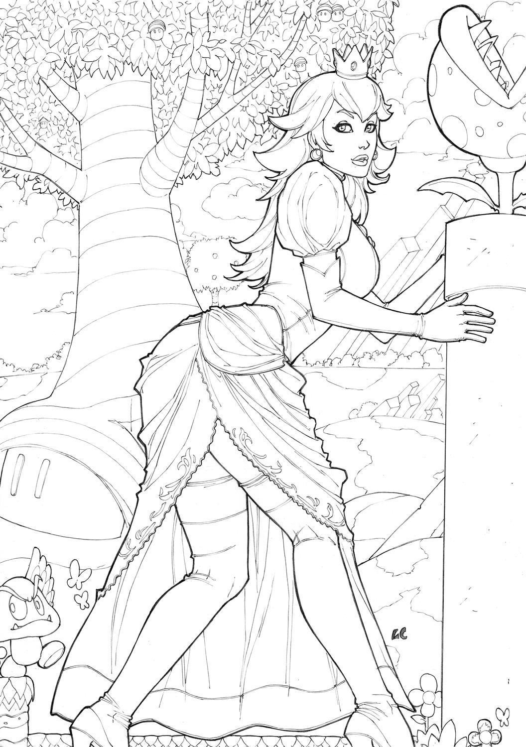 chibi princess peach coloring page