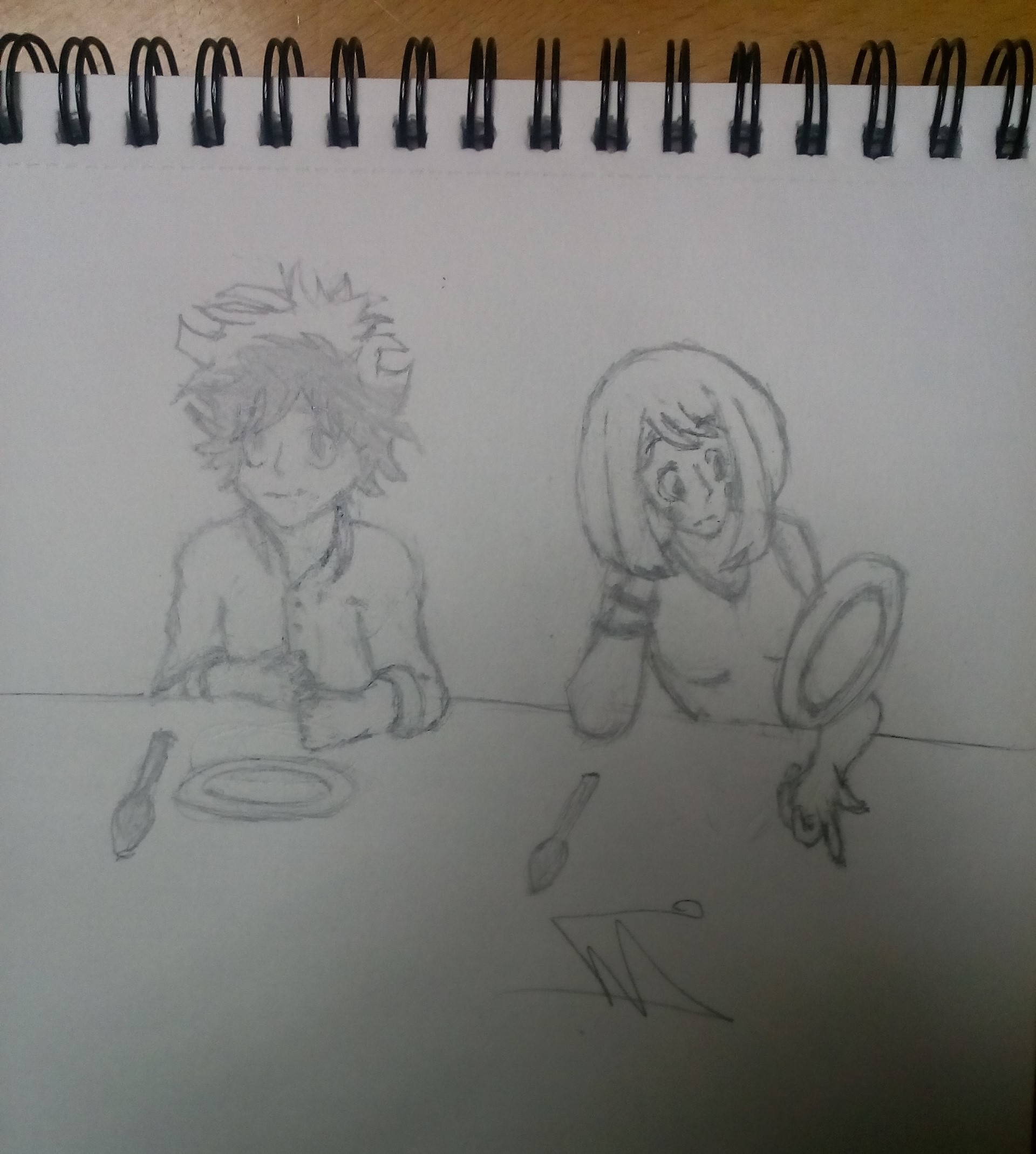 ArtStation - Deku and Uraraka waiting for their food!
