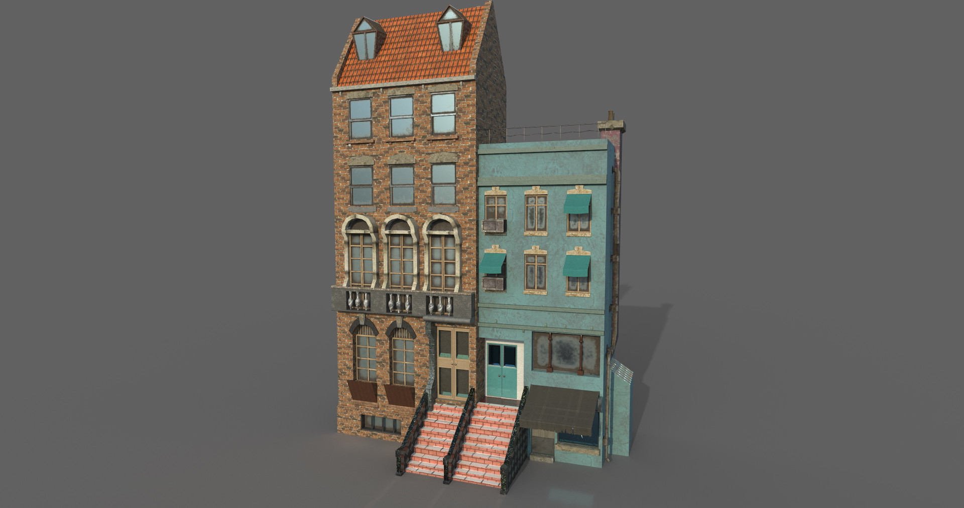 ArtStation - EXTERIOR OF A STREET HOUSE