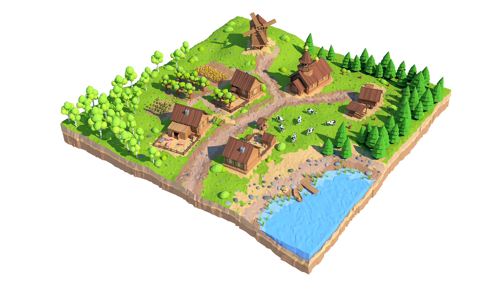 ArtStation - Cartoon Low Poly Village, Vilitay 3D Artist