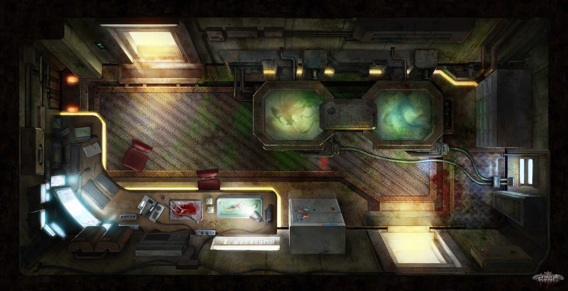 Earl Lan - Map Design for board game "Deep Madness" - Bio Lab