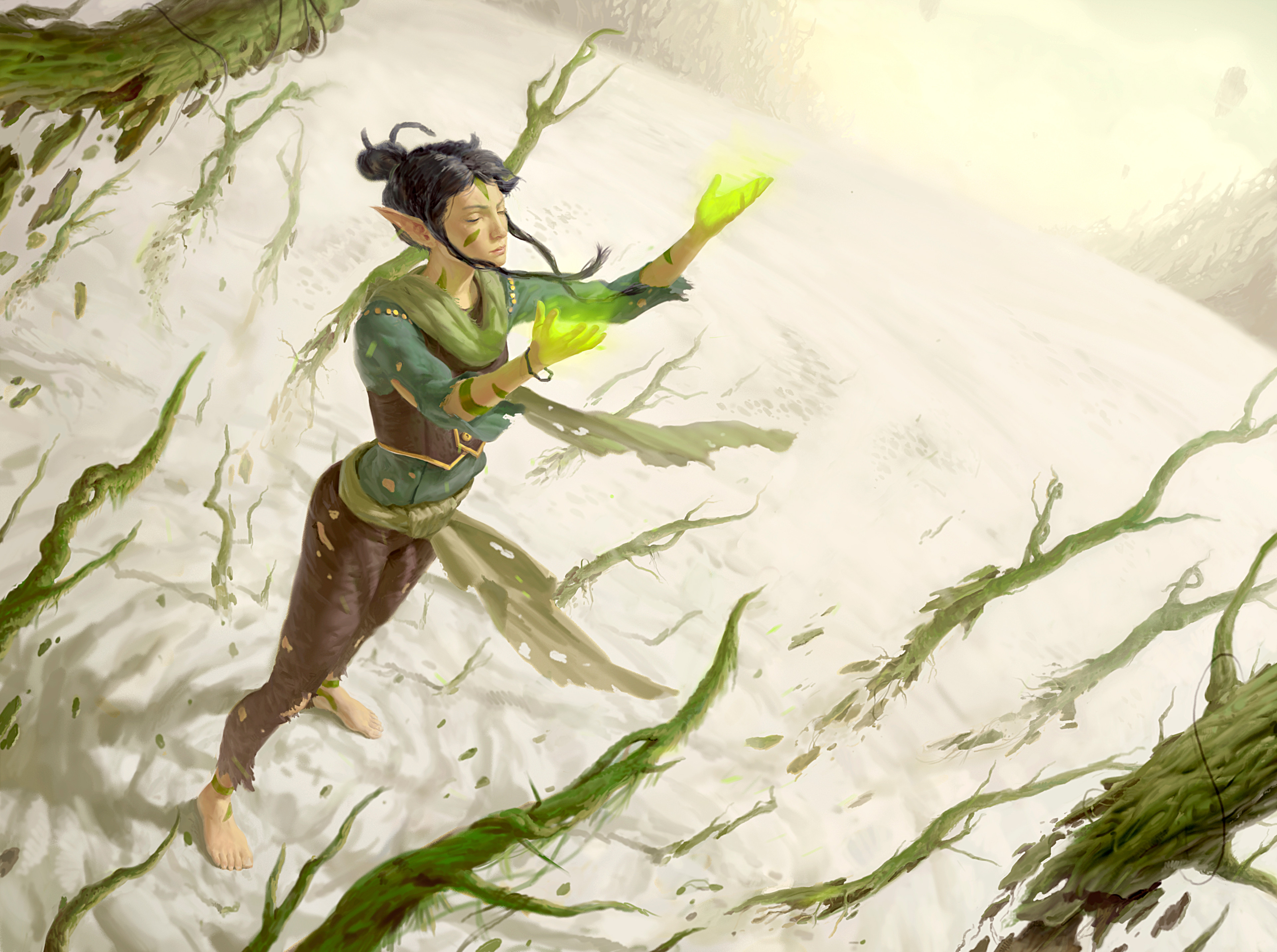 Elf in the set of Zendikar healing the world. By Ricardo Padierne ...