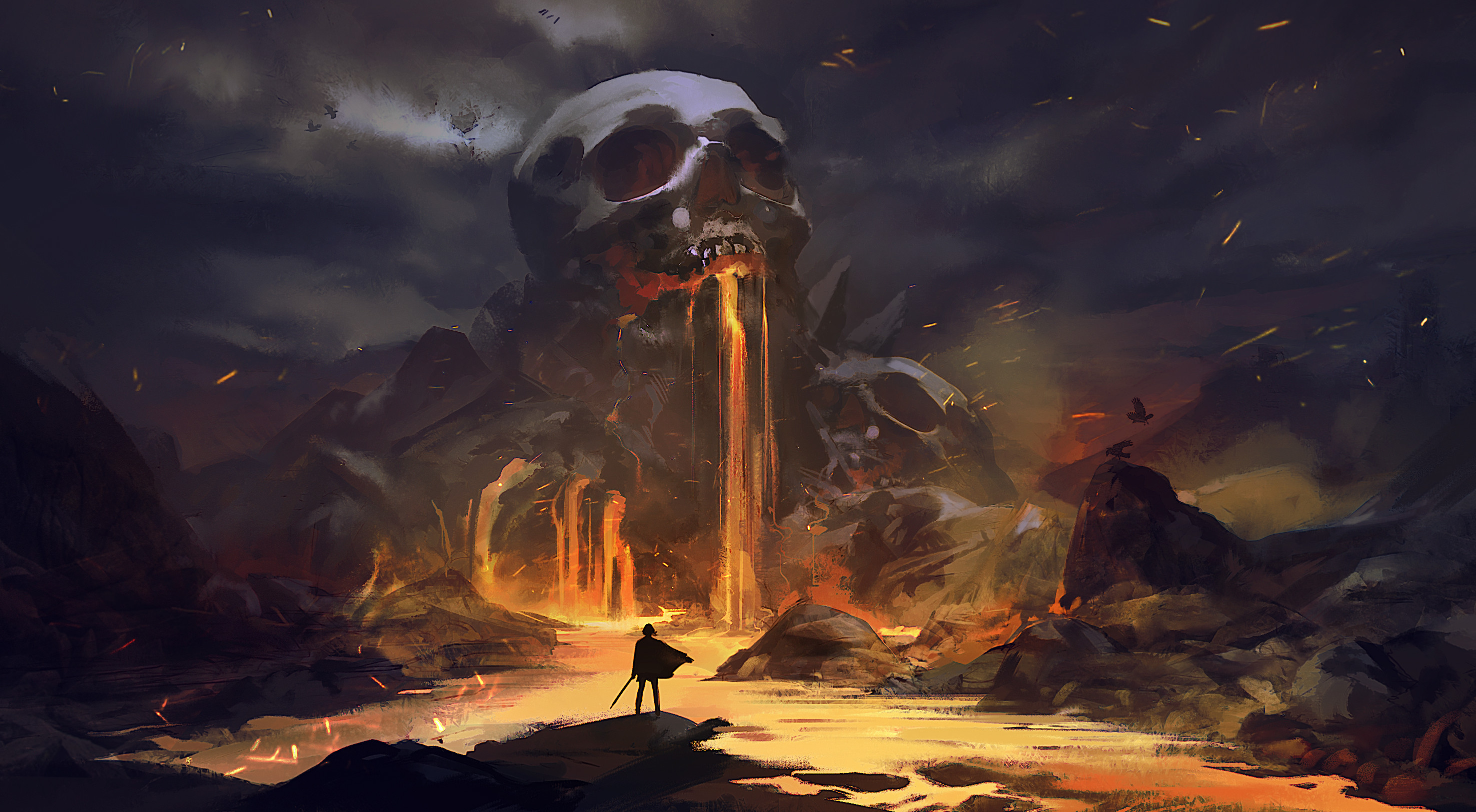 Skull Volcano, by Tiago Sousa : r/ImaginaryHellscapes
