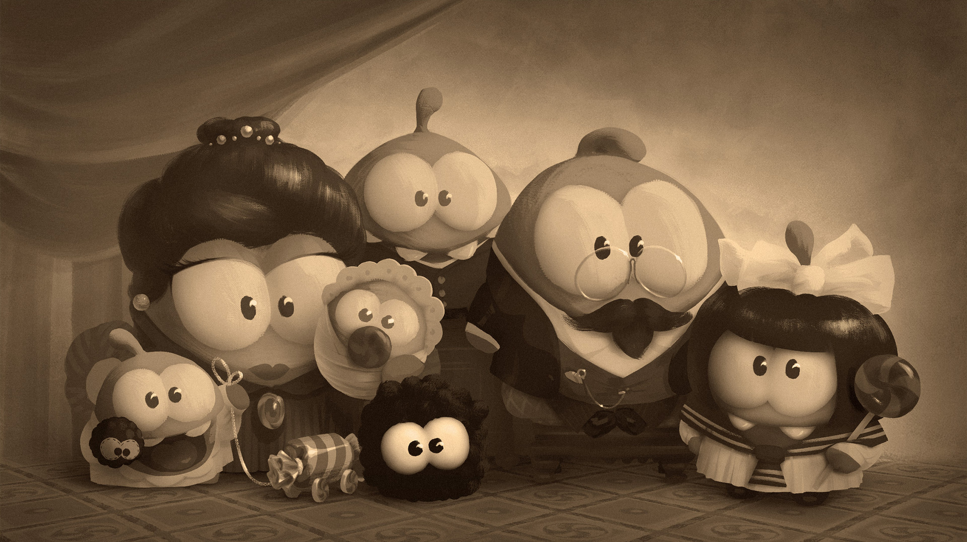 ArtStation - Om Nom With Family Vintage Style