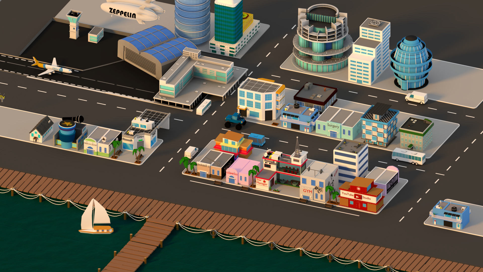 ArtStation - Tiny low poly town