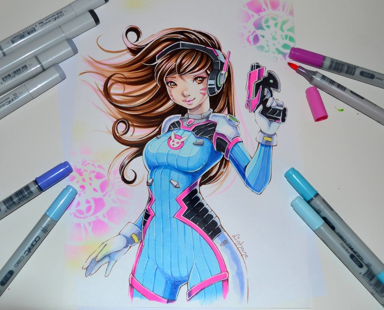 how to draw d.va overwatch
